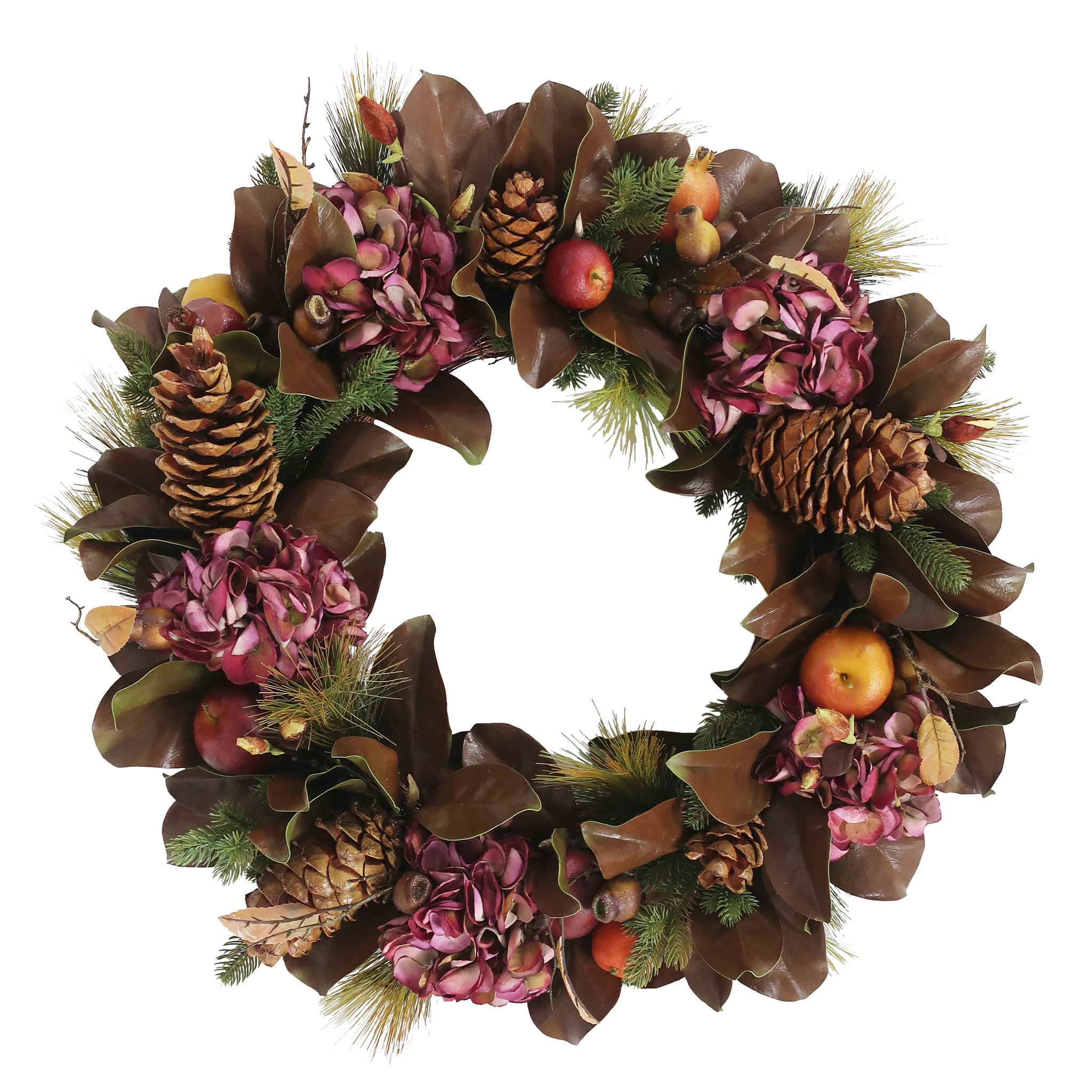 Winward Silks HYDRANGEA AND MAGNOLIA LEAF WREATH | Perigold