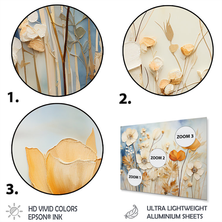 DesignArt Yellow Botanical Collage I - Abstract Botanicals Metal Wall ...