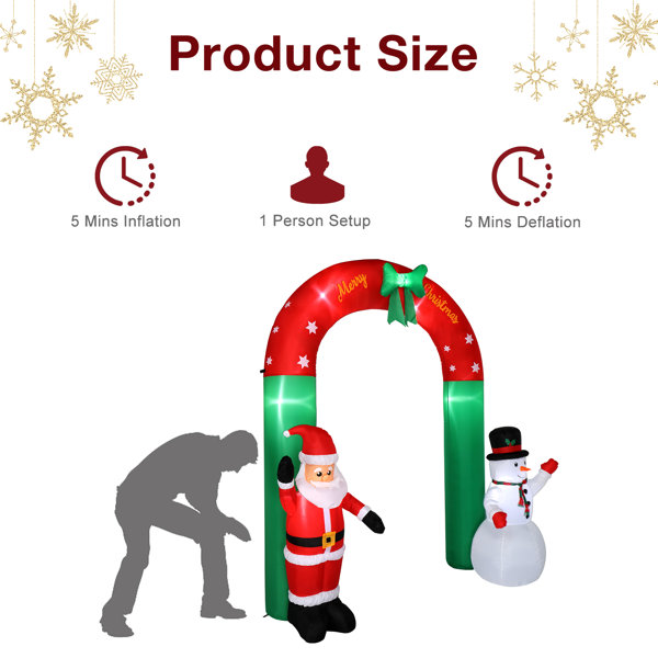The Holiday Aisle® Tall Christmas Arch With Snowman And Santa ...