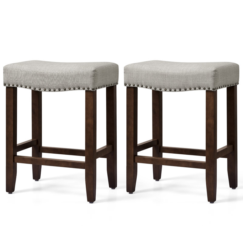 Lark Manor™ Upholstered Bar & Counter Backless Stool with Solid Wood ...