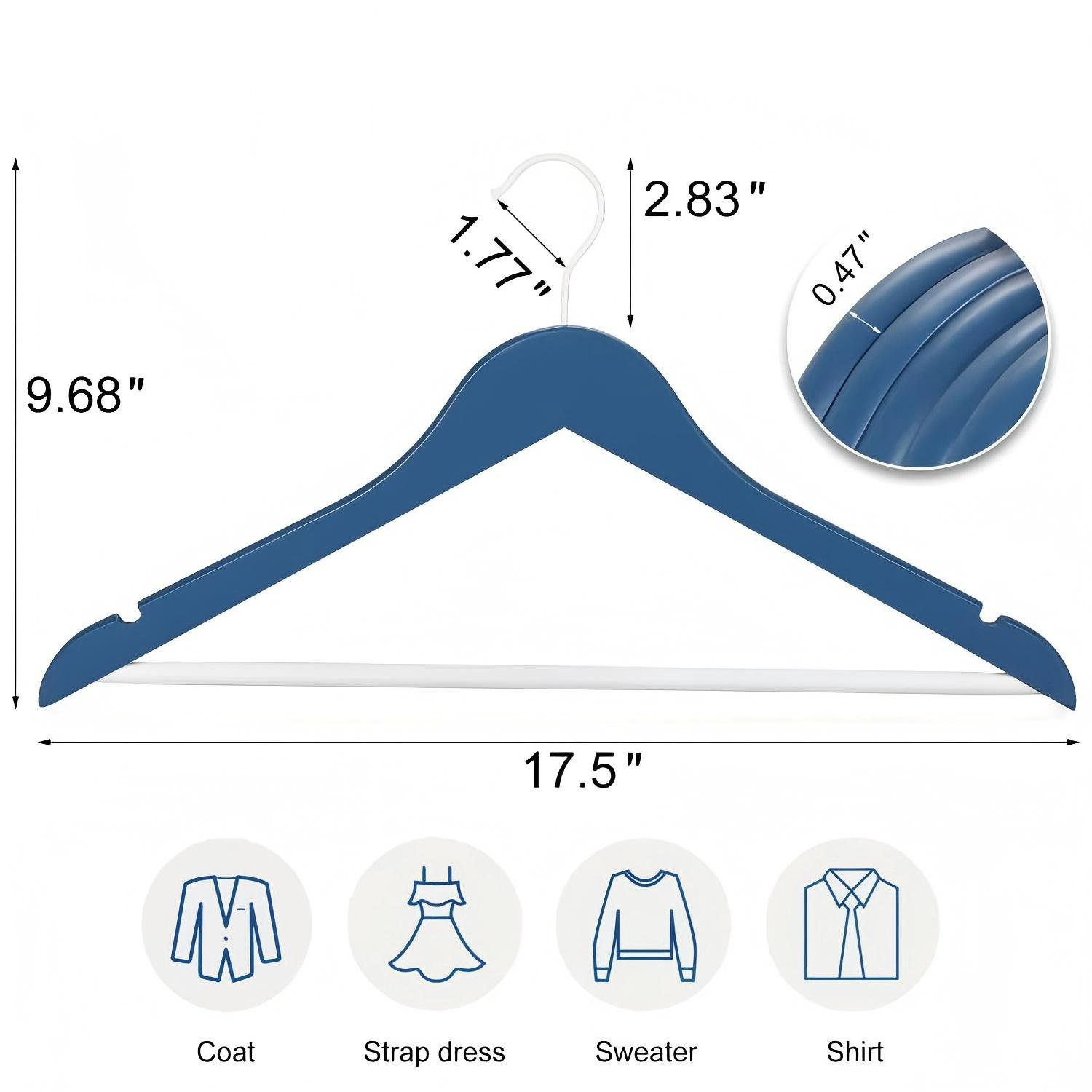 Rebrilliant Premium Wooden Hangers With Non-Slip Pant Bar, 360°Swivel ...