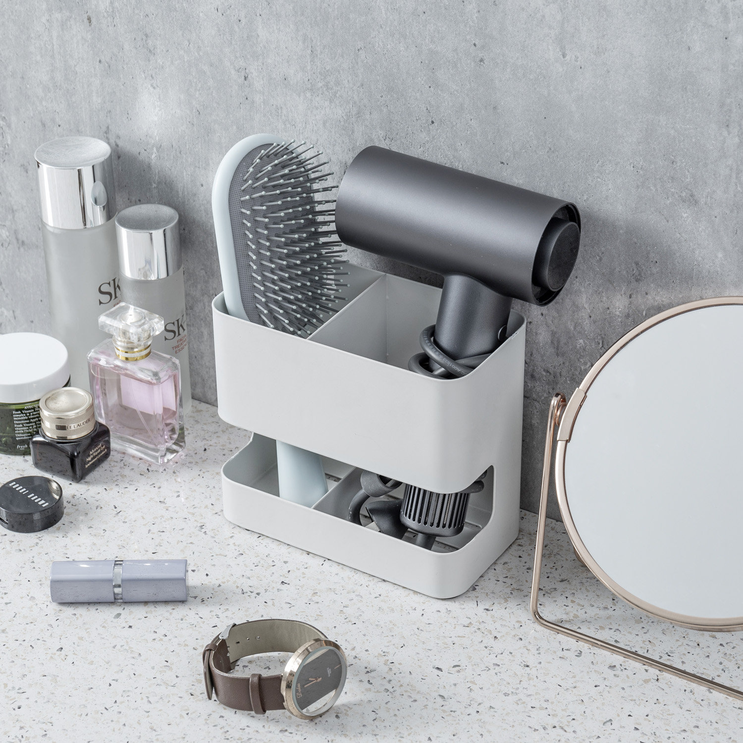 Ebern Designs Draycen 2-Slot Bathroom Accessories Storage Container ...