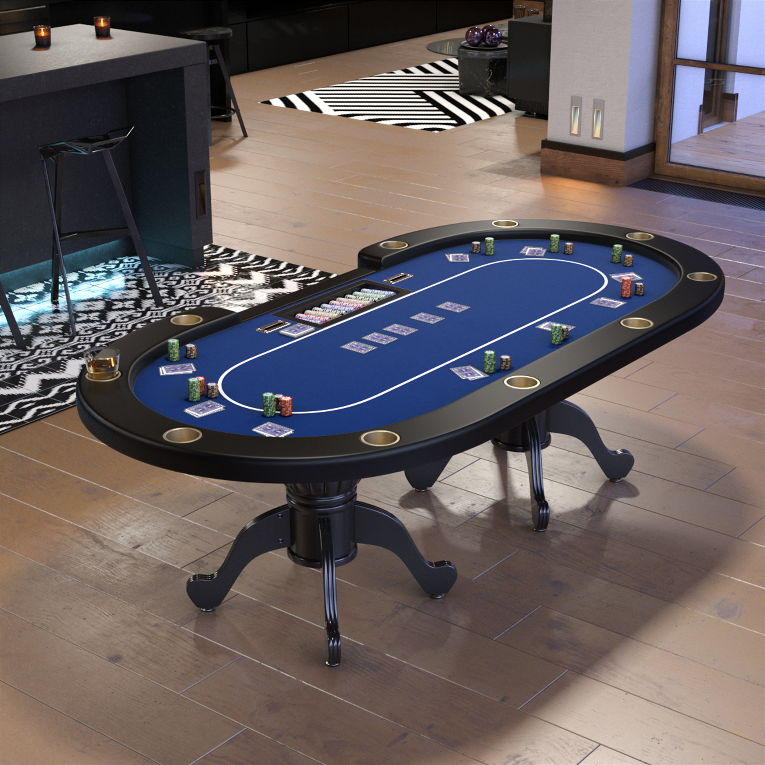 INO Design 95" Poker Table For Casino Games With Detachable Armrest ...