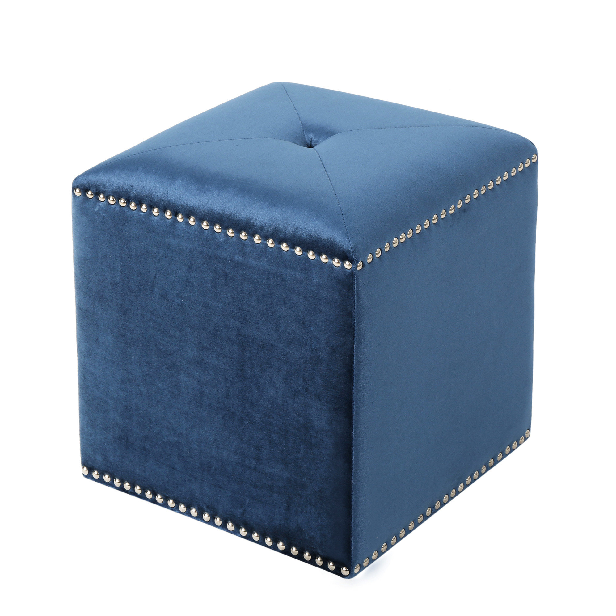 House of Hampton® 16.51 In. Deep Velvet In Dark Blue With Studded Rim ...