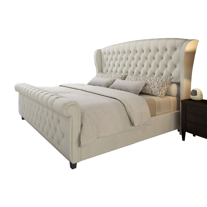 Willa Arlo™ Interiors Dulane Velvet Upholstered Sleigh Bed with Scroll ...