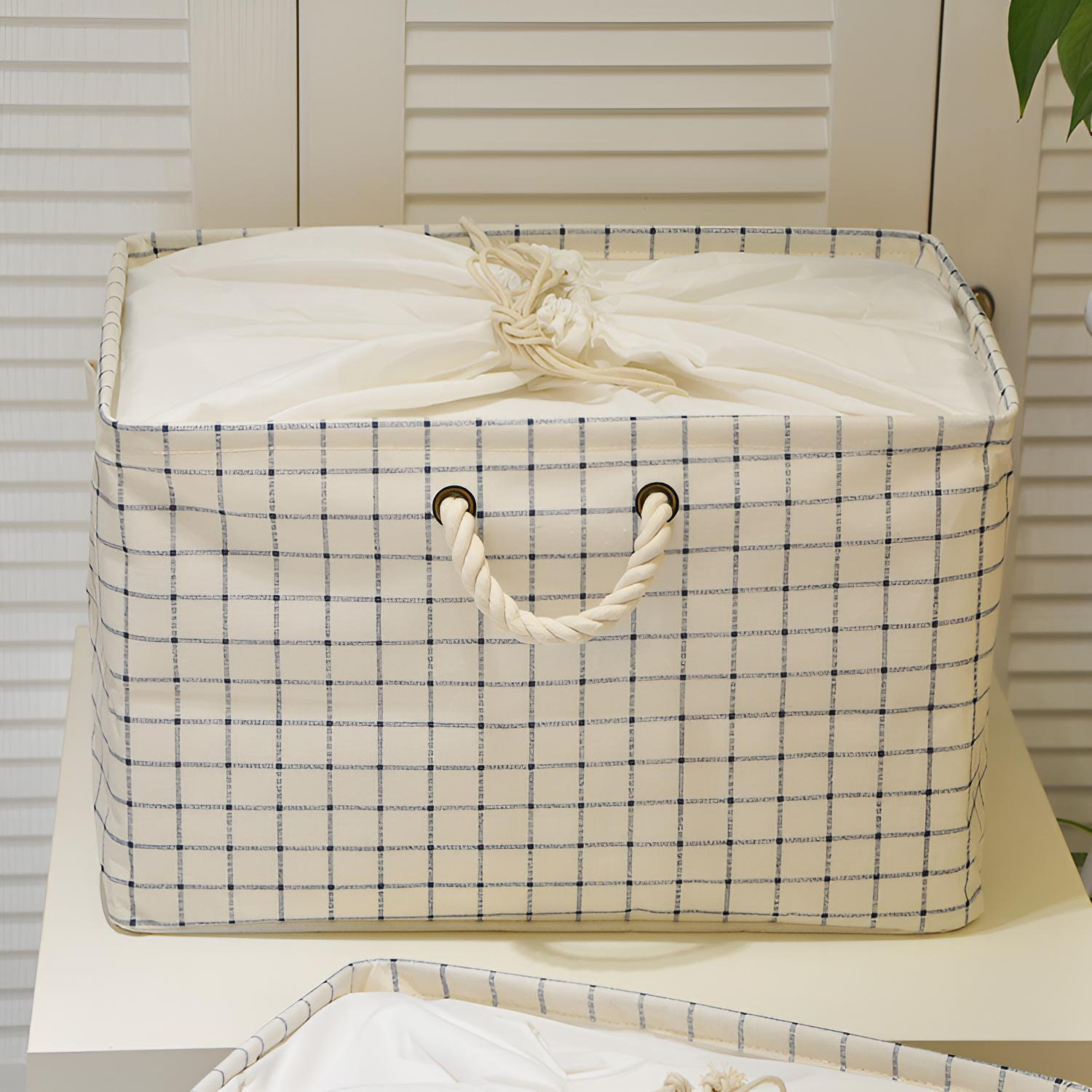 Gracie Oaks 5 Pack Nordic Style Drawstring Cotton Linen Storage Box ...