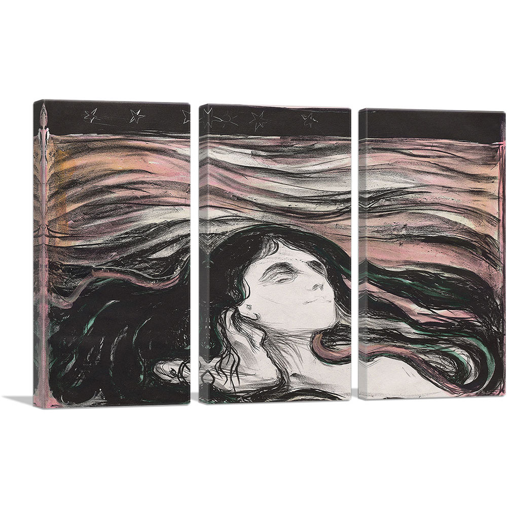 ARTCANVAS Lovers in the Waves 1896 by Edvard Munch - 3 Piece Wrapped ...
