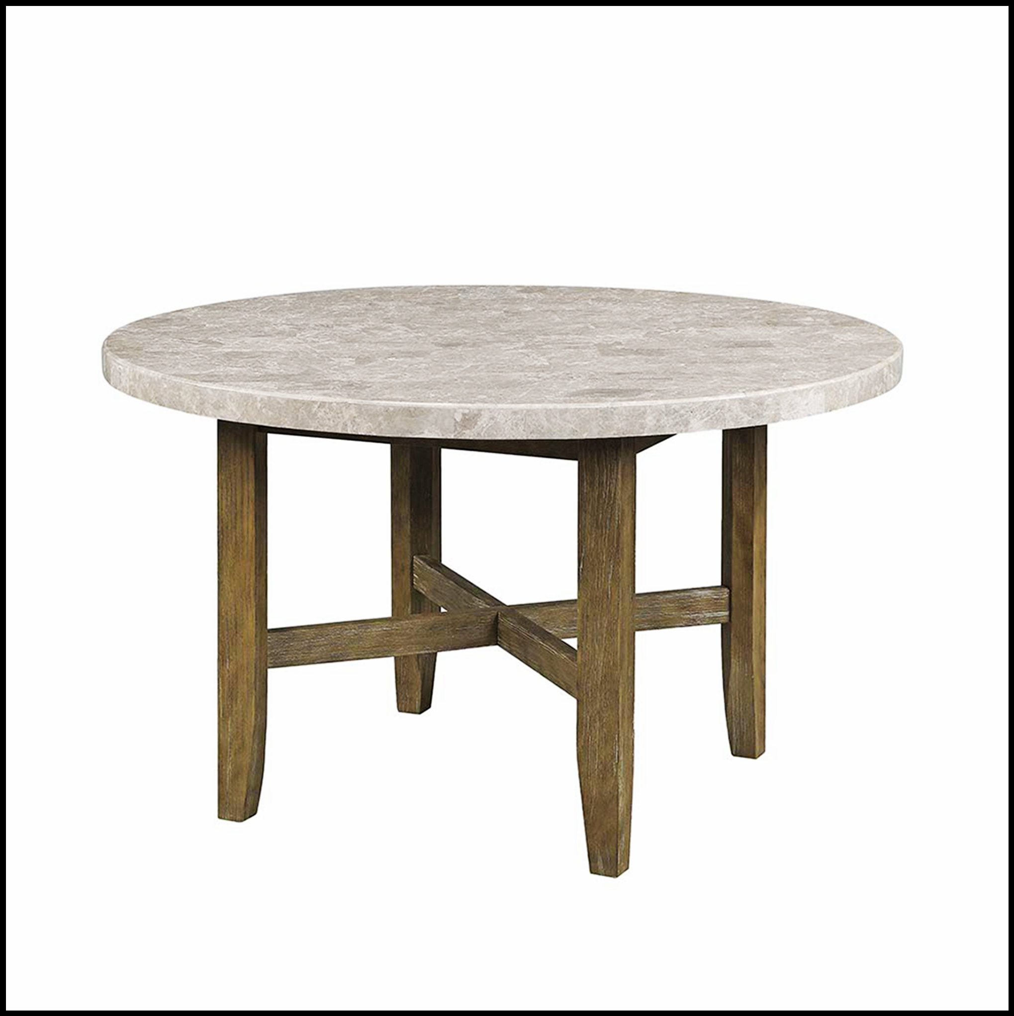 Red Barrel Studio® Marble Top Round Dining Table with Rustic Oak Finish ...