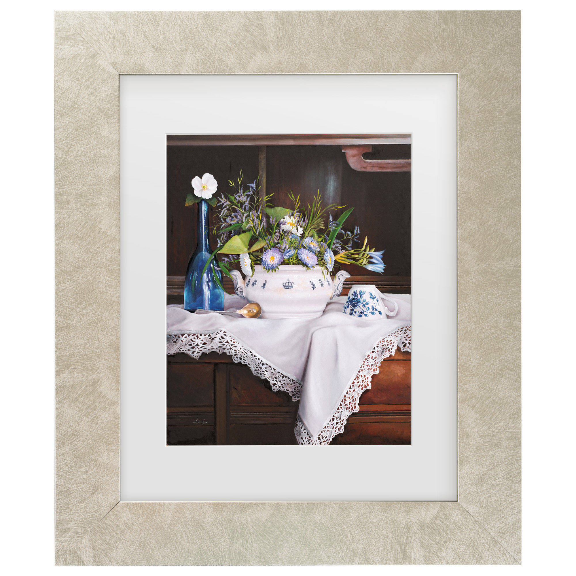 Trademark Afternoon Tea Con Bottiglia Blu by Danka Weitzen | Wayfair
