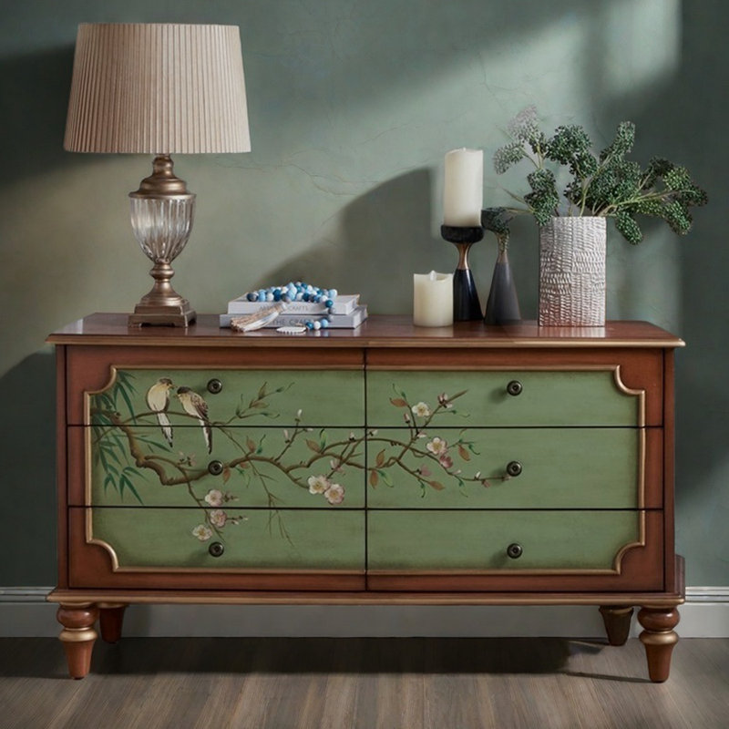 Liu's ink furniture Hand-Painted Rustic 6-Drawer Accent Chest | Wayfair