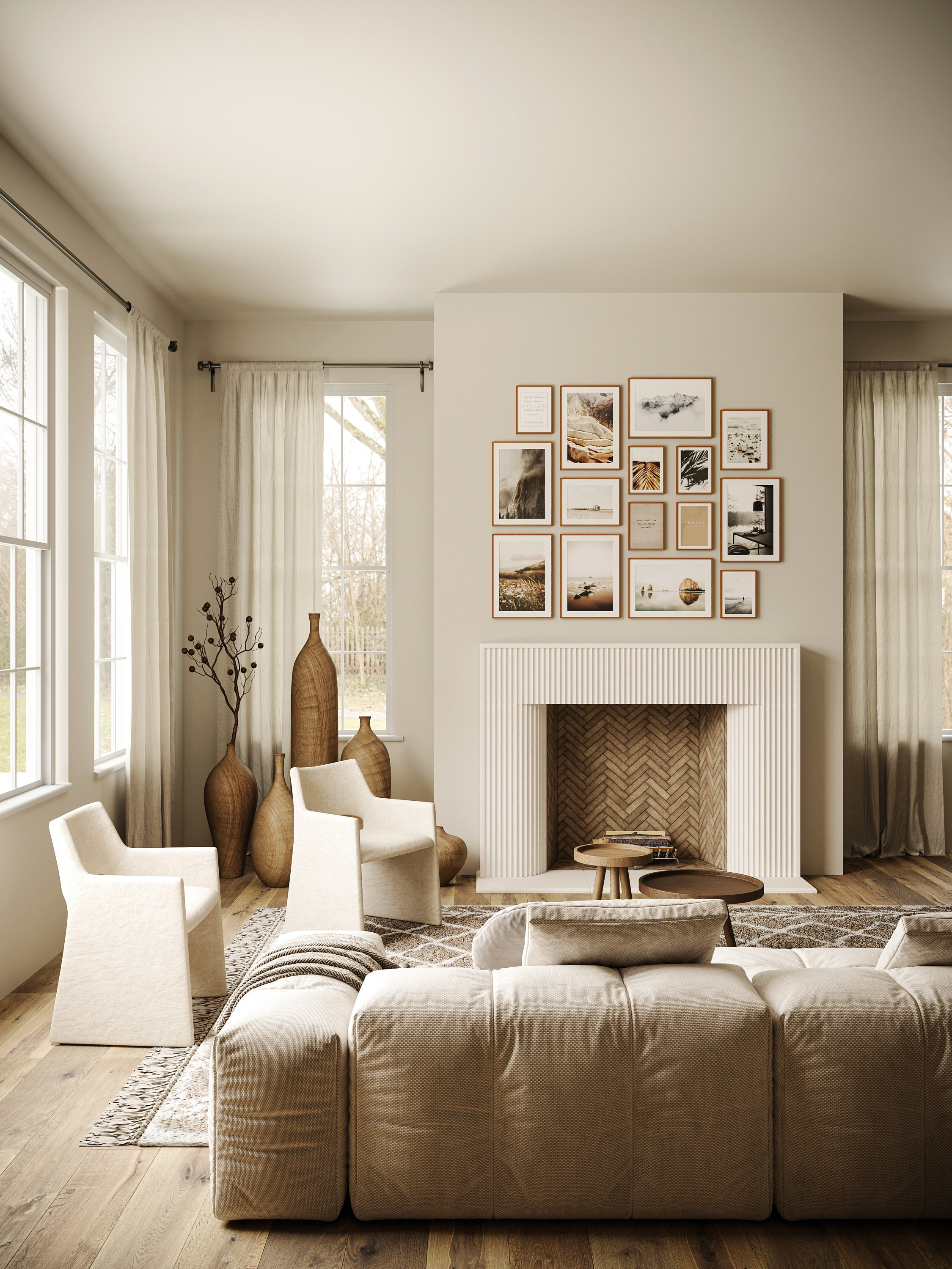 Artisan Kraft Fluted Cast Stone Fireplace Surround with Standard Hearth ...