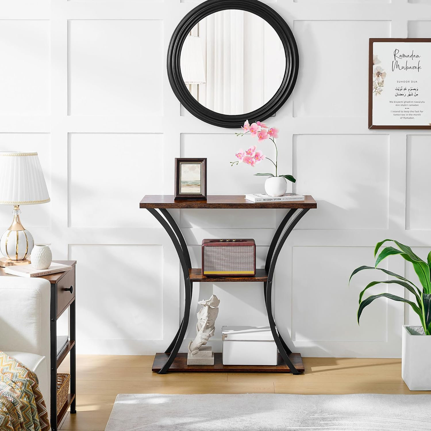 17 Stories 3-Tier Rustic Console Table With Open Wood Shelves For ...