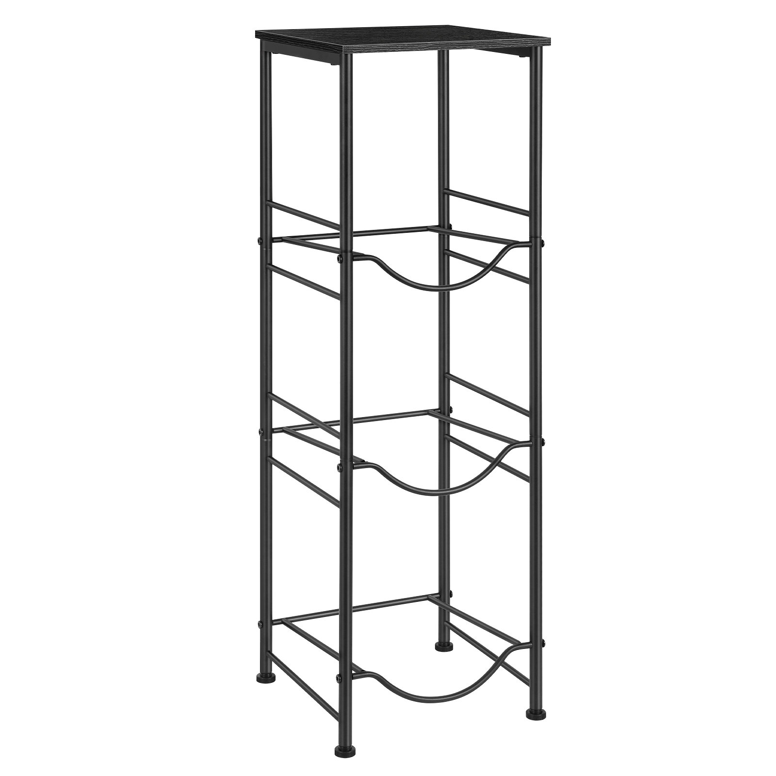 Ebern Designs 3-Tier Bucket Rack with Wood Shelf, All-Black (Matte ...