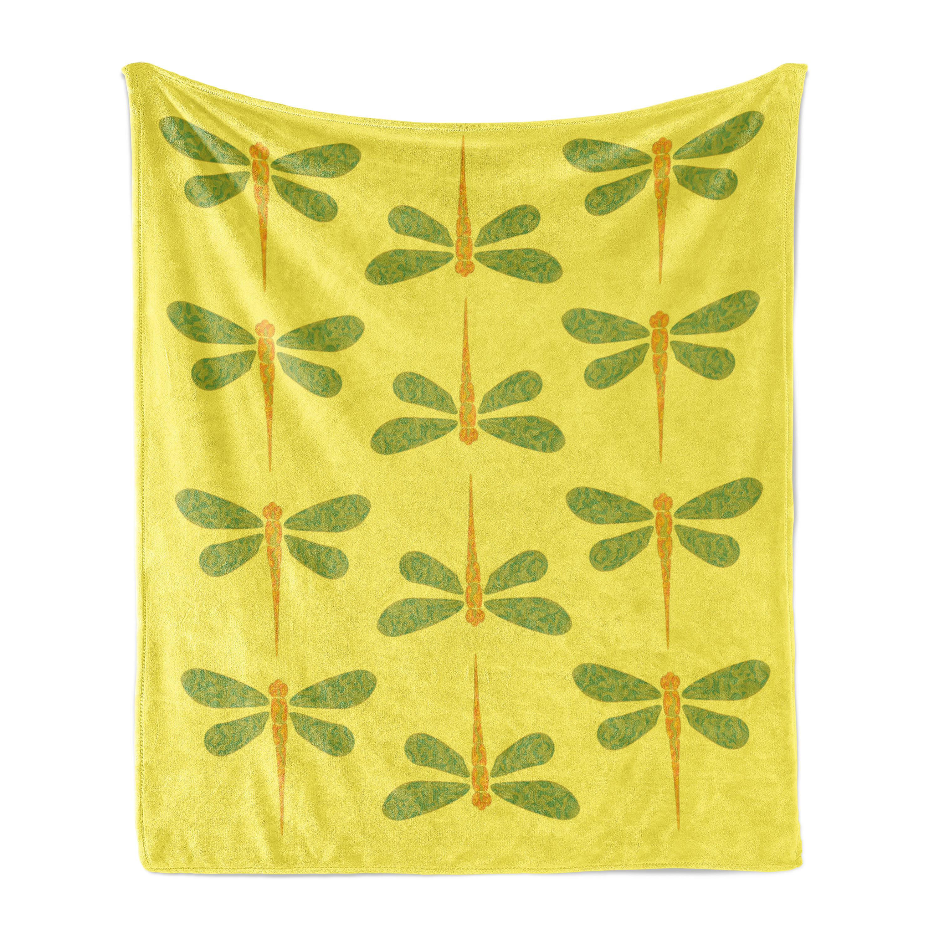 Ambesonne Dragonfly Fleece Throw Blanket Colorful Winged Insects Yellow ...