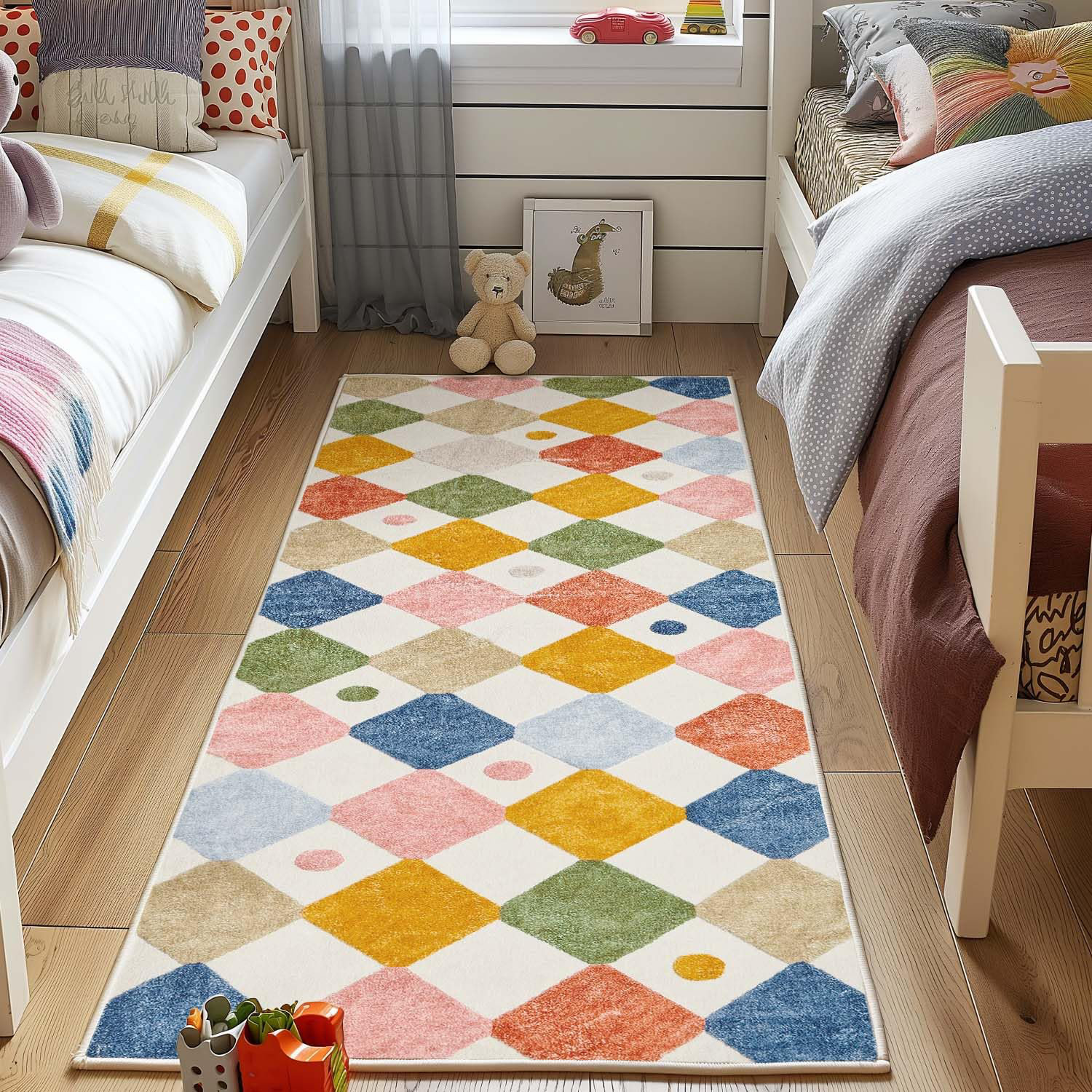 George Oliver Modern Diamond Circus Washable Runner Rug | Wayfair