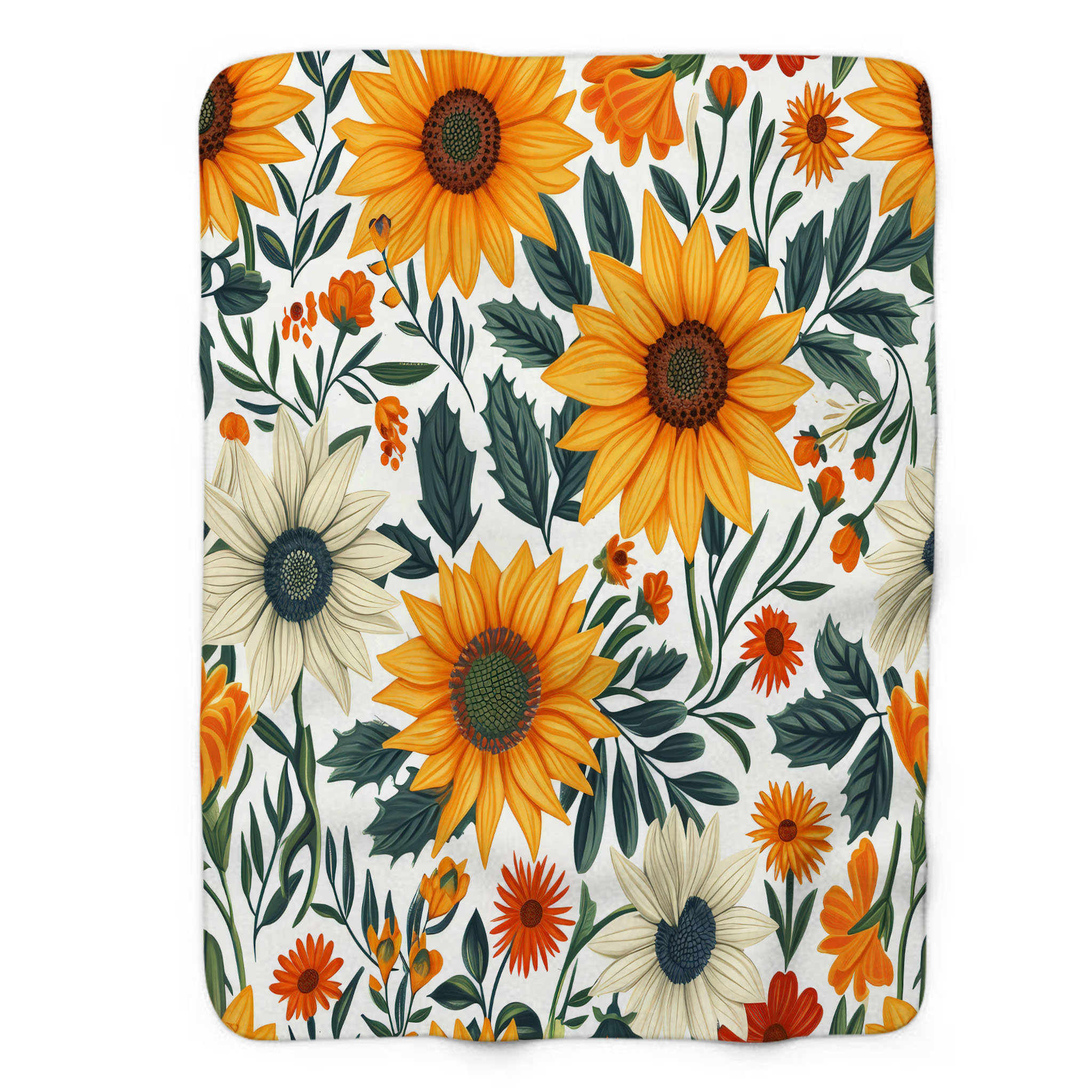 MentionedYou Marigold Sunflower Mix - 1 Piece Premium Sherpa Bl Throw ...