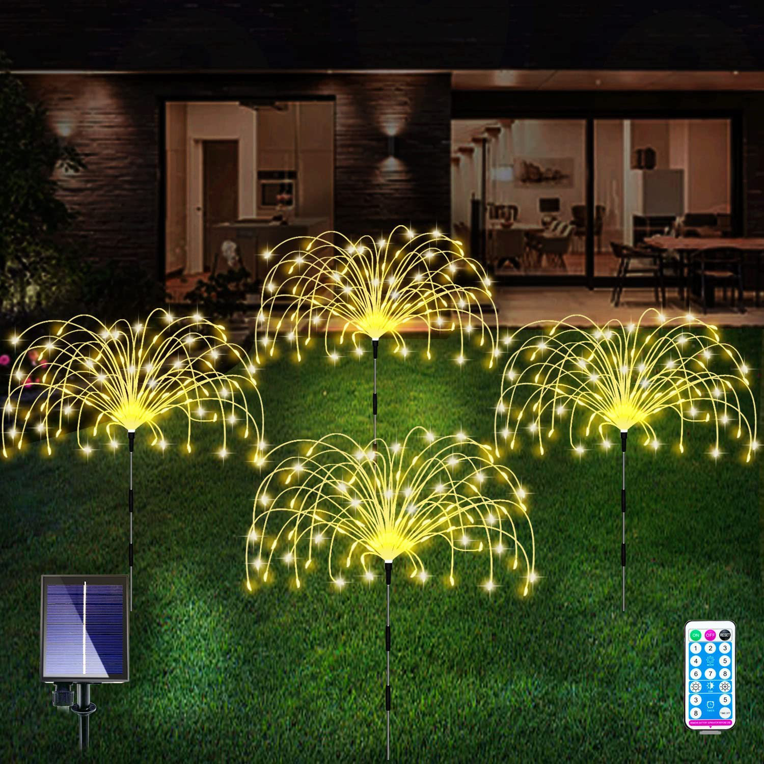 Lovely Home Solar Outdoor Lights, 4 Pack 120 LED Waterproof Solar ...
