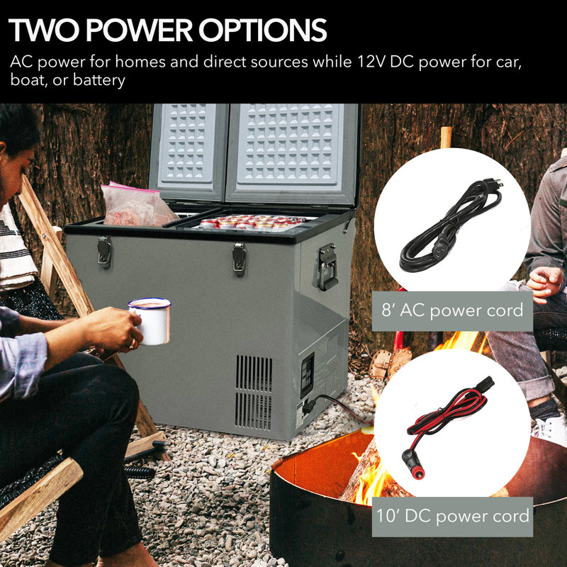 Whynter Outdoor 90 Quart Dual Zone Portable Freezer/Refrigerator with ...