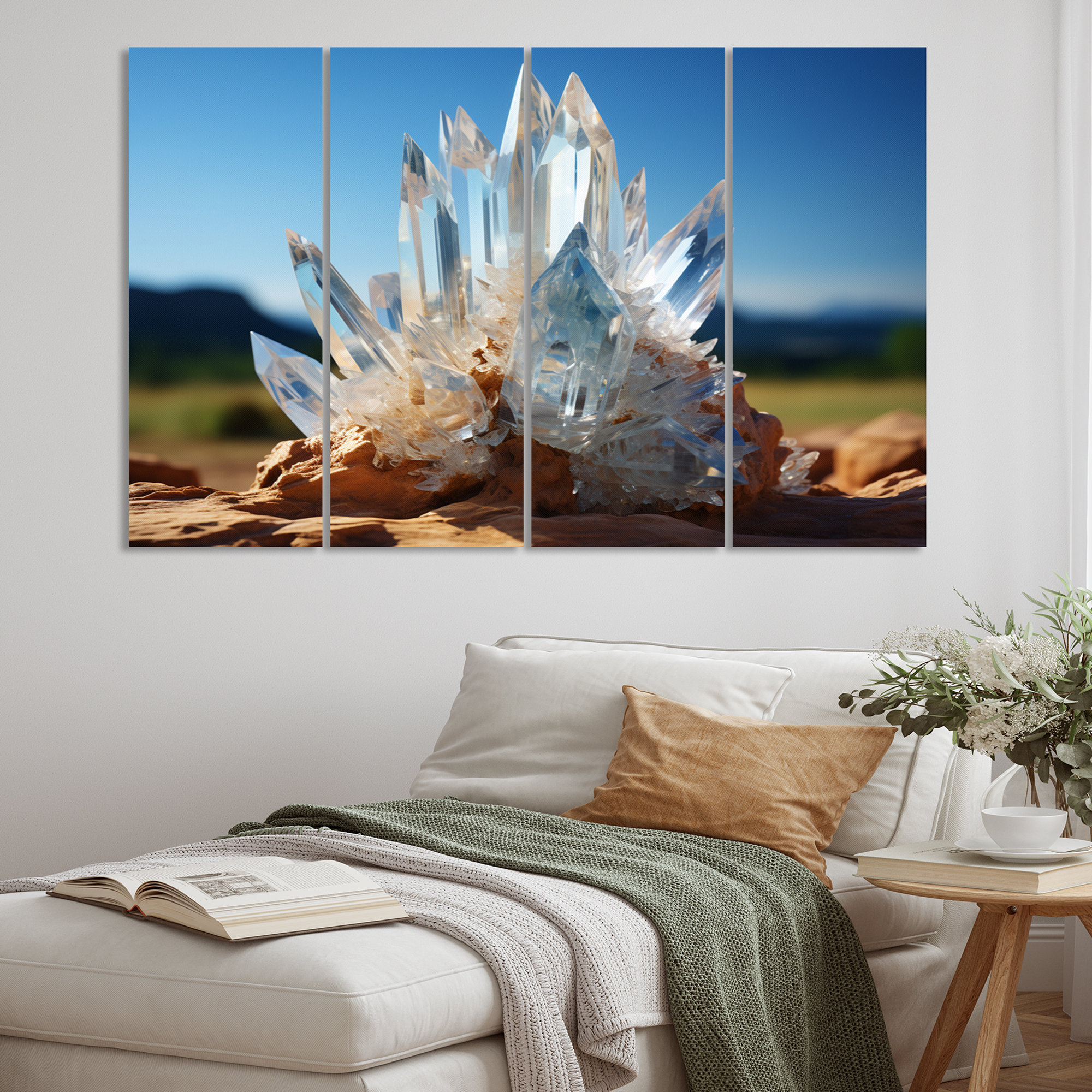 Ebern Designs White Blue Spiritual Stone Selenite - Meditation Wall Art ...