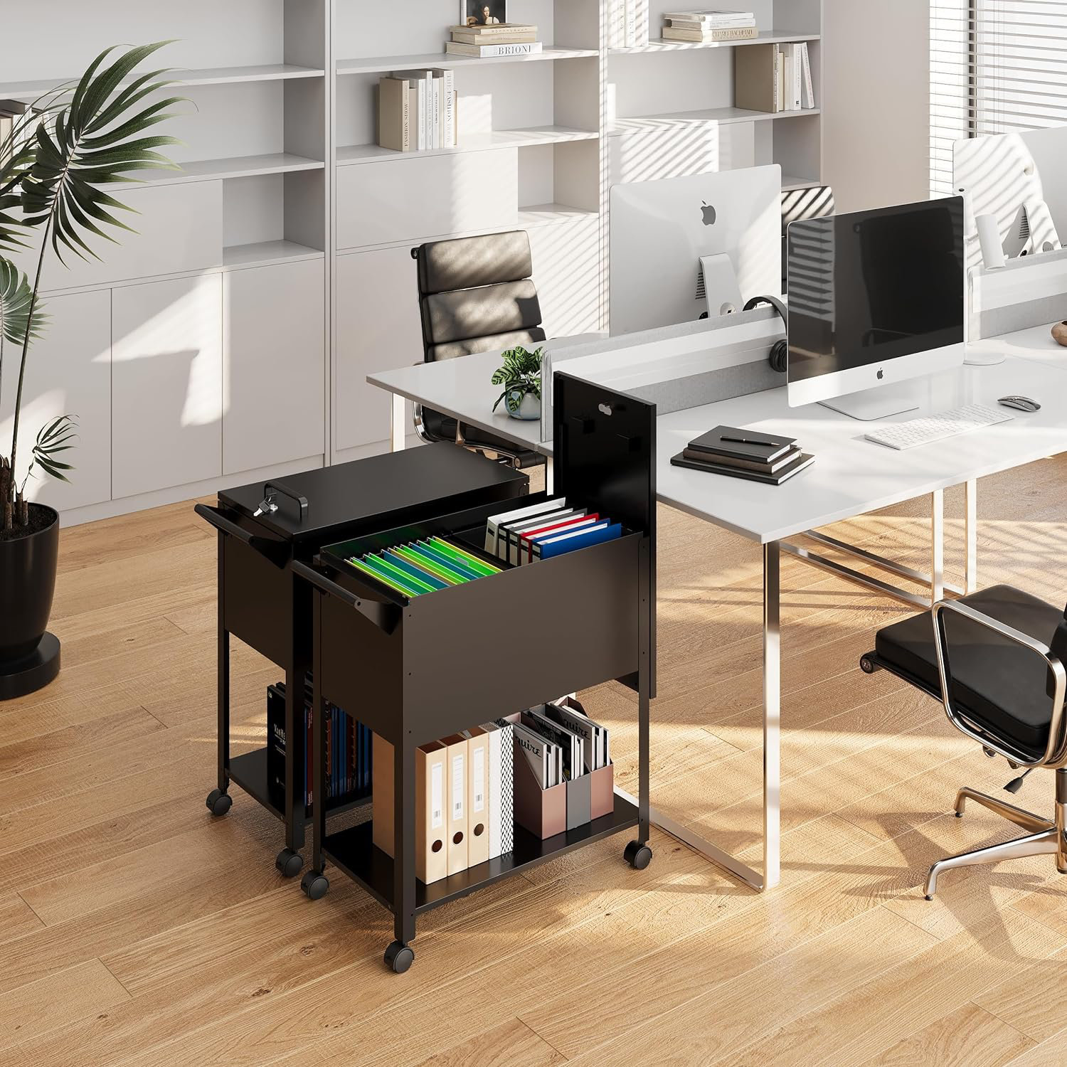 Inbox Zero Mobile File Cart With Lock Rolling File Cabinet Hanging ...