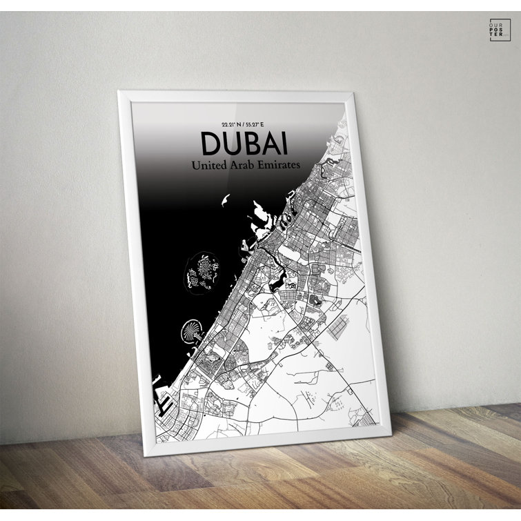 17 Stories Dubai City Map On Paper Print | Wayfair