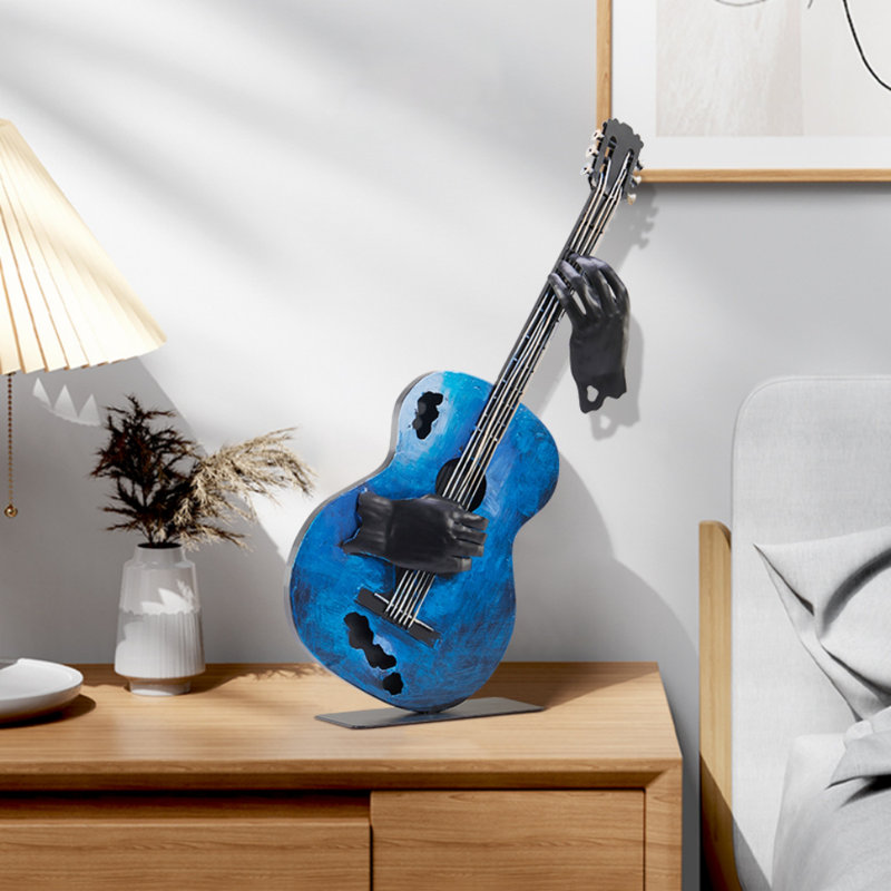 Lark Manor™ 23"H Handmade Metal Guitar Sculpture, Hand-Painted Music ...