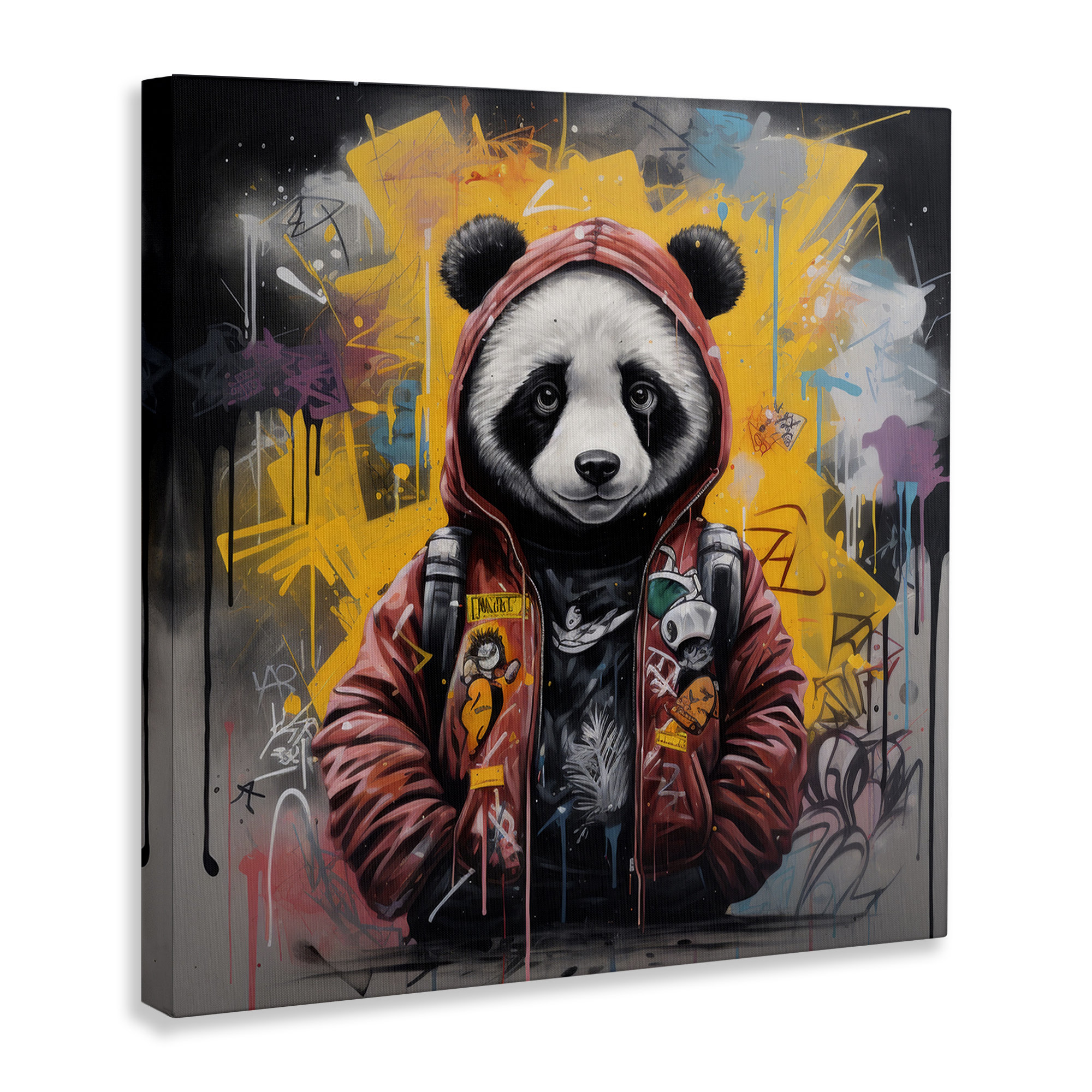 Trinx Urban Graffiti Panda Bear Canvas Wall Art by Lazar Studio | Wayfair