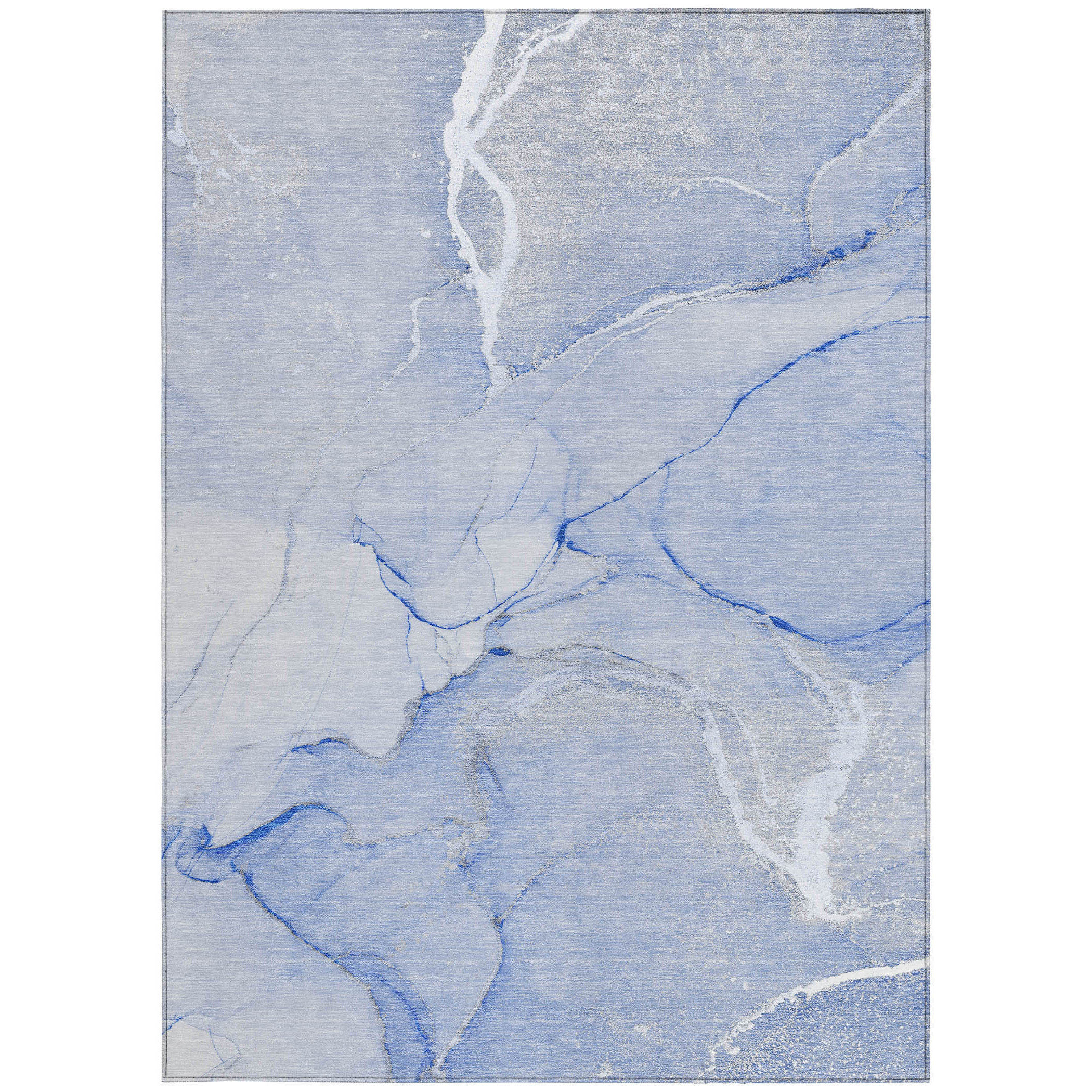 HomeRoots 5' X 8' Blue Abstract Washable Non Skid Indoor Outdoor Area ...