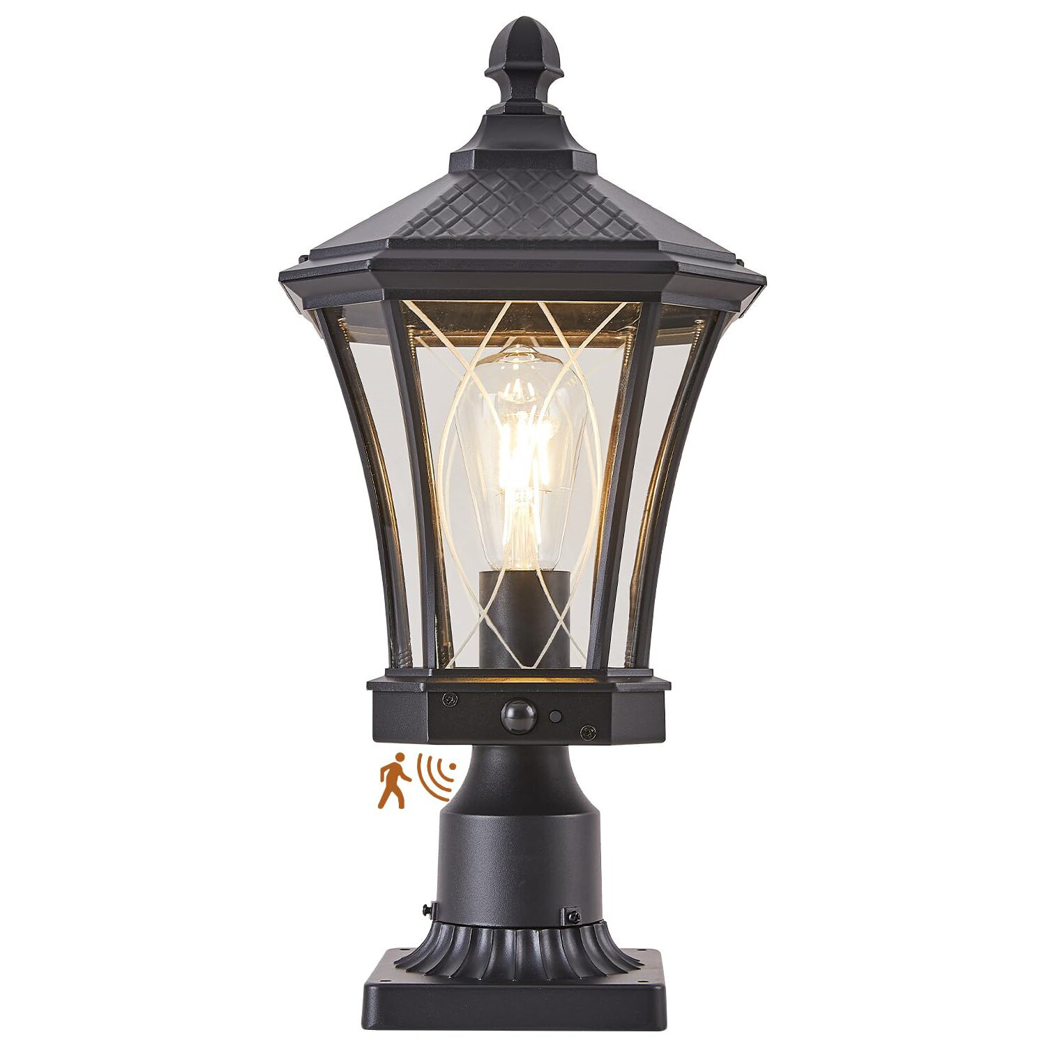 QOLFER Motion Sensor Outdoor Post Lights with Pier Mount Base | Wayfair