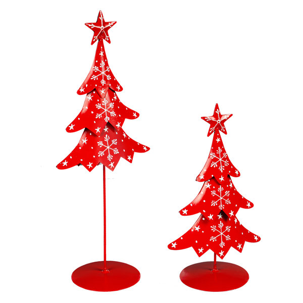 The Holiday Aisle® Metal Tree Table Décor 2 Piece Set | Wayfair