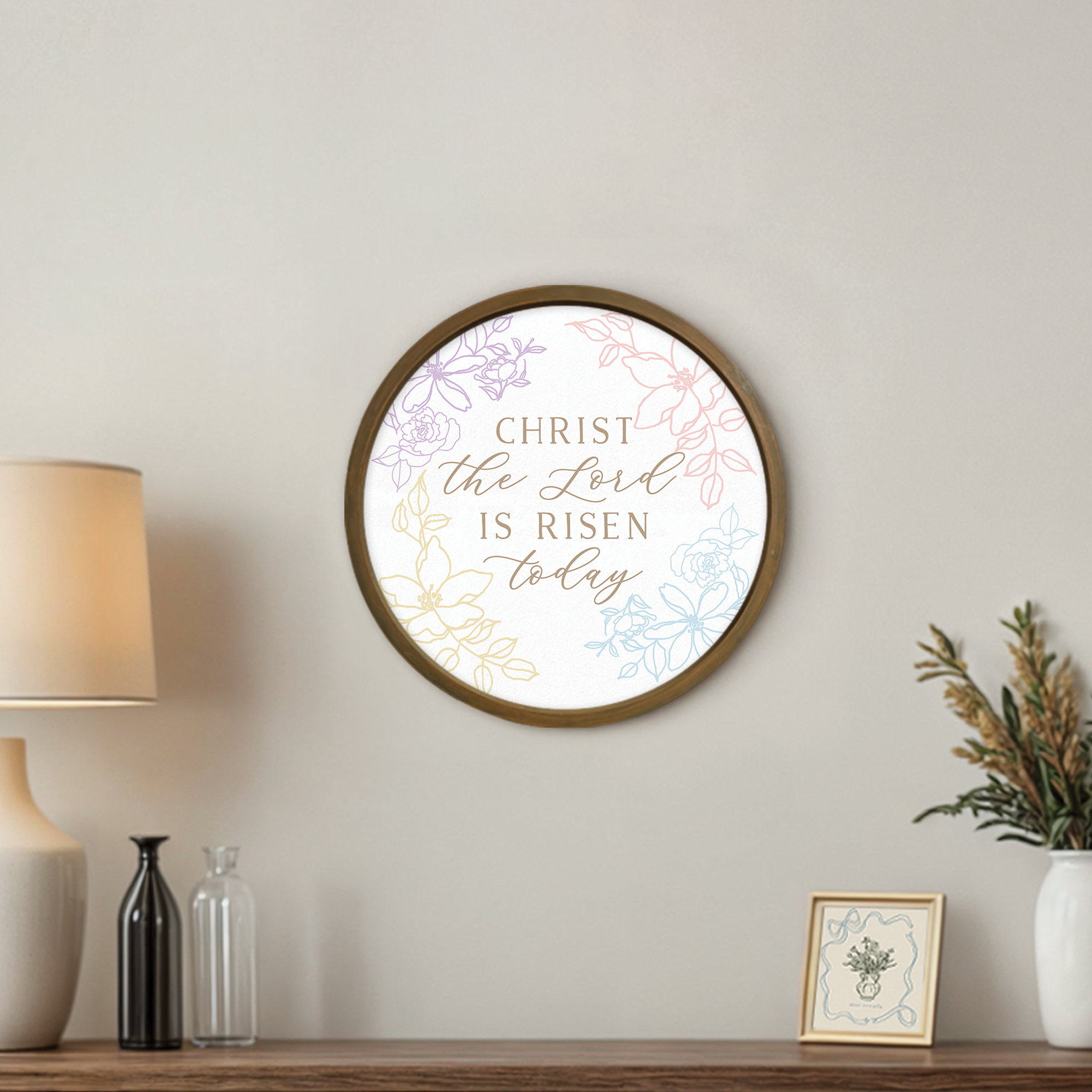 Ophelia & Co. Christ the Lord is Risen Round Framed Print | Wayfair