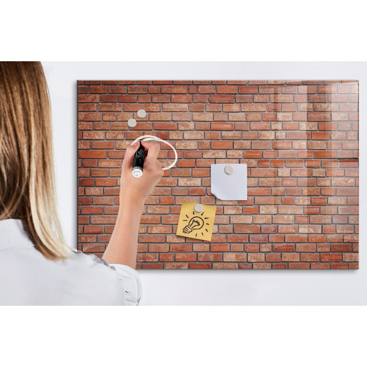 Highland Dunes Brick Wall Magnetic Wall Mounted Dry Erase Board ...