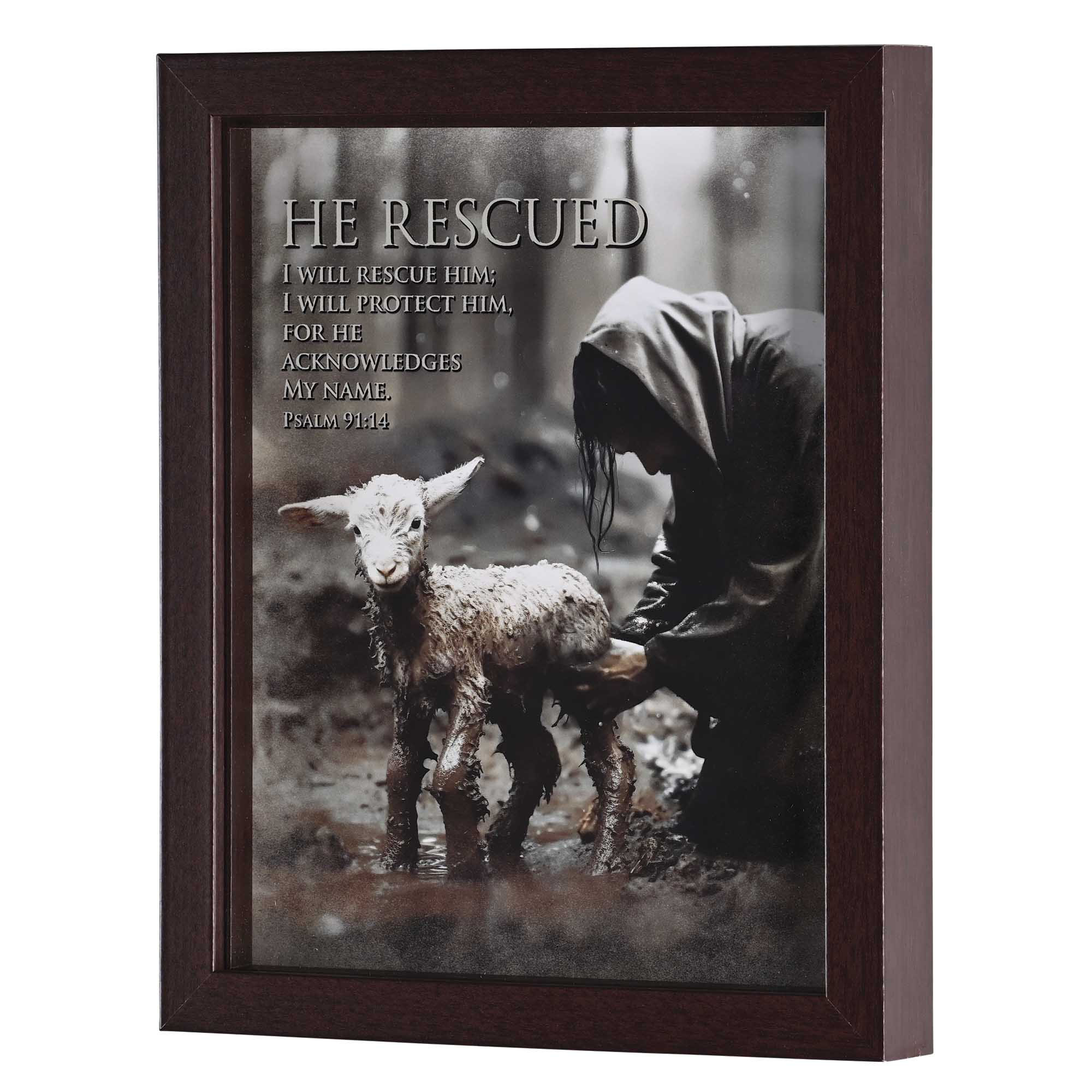 Ophelia & Co. Framed Art 8x10 Lamb Rescued Ps.91:14-15 | Wayfair