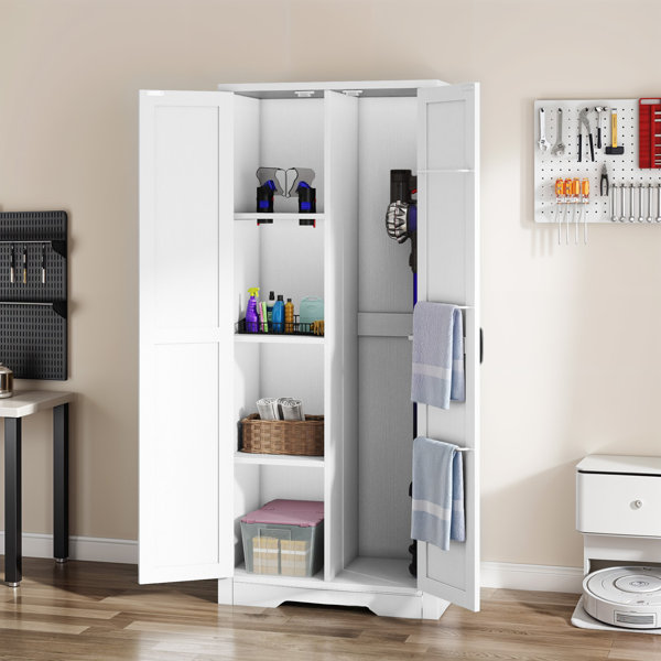 Gracie Oaks Multi-Function Wooden Cleaning Storage Cabinet – Space ...