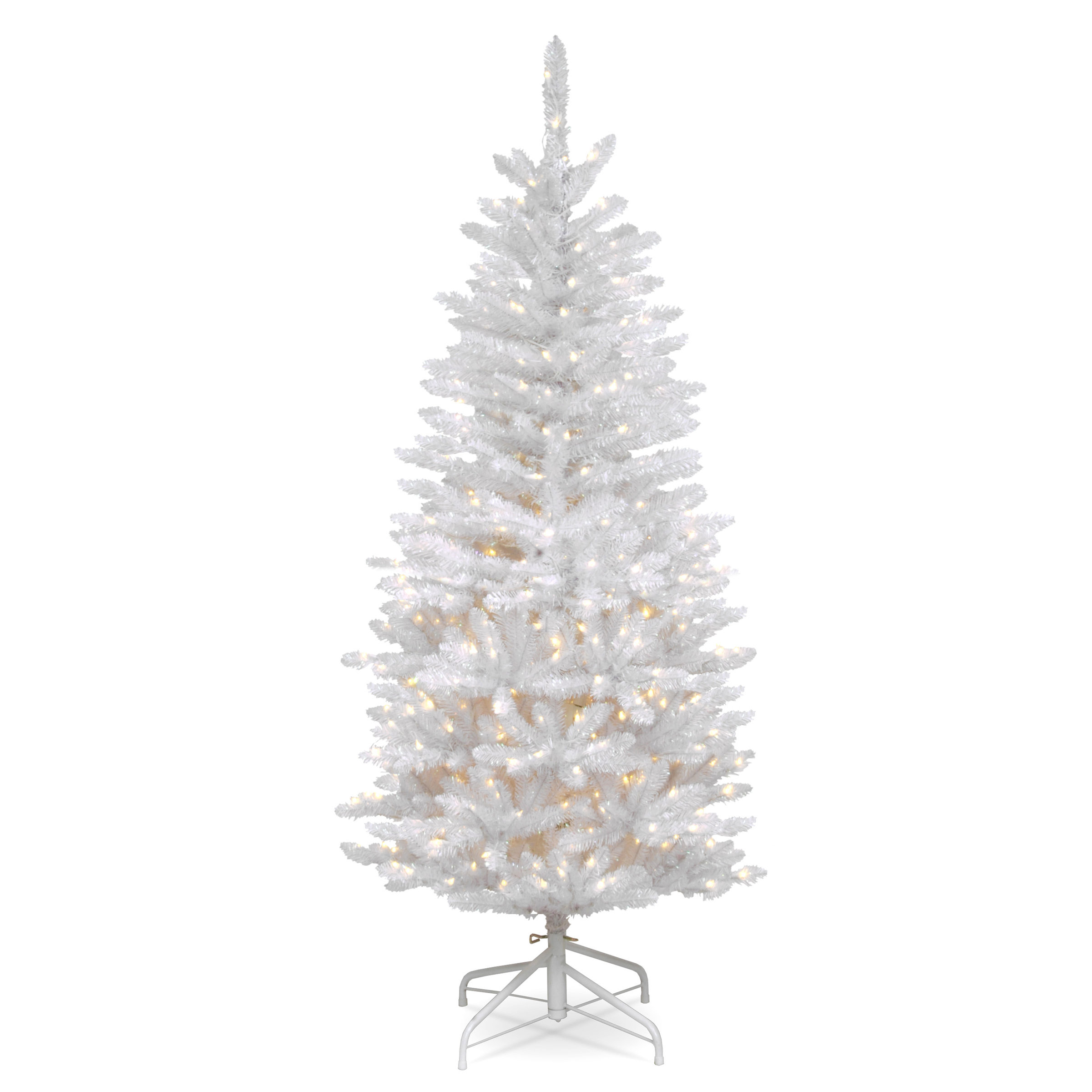The Holiday Aisle® Kingswood Fir White Pencil Tree with Clear Lights ...