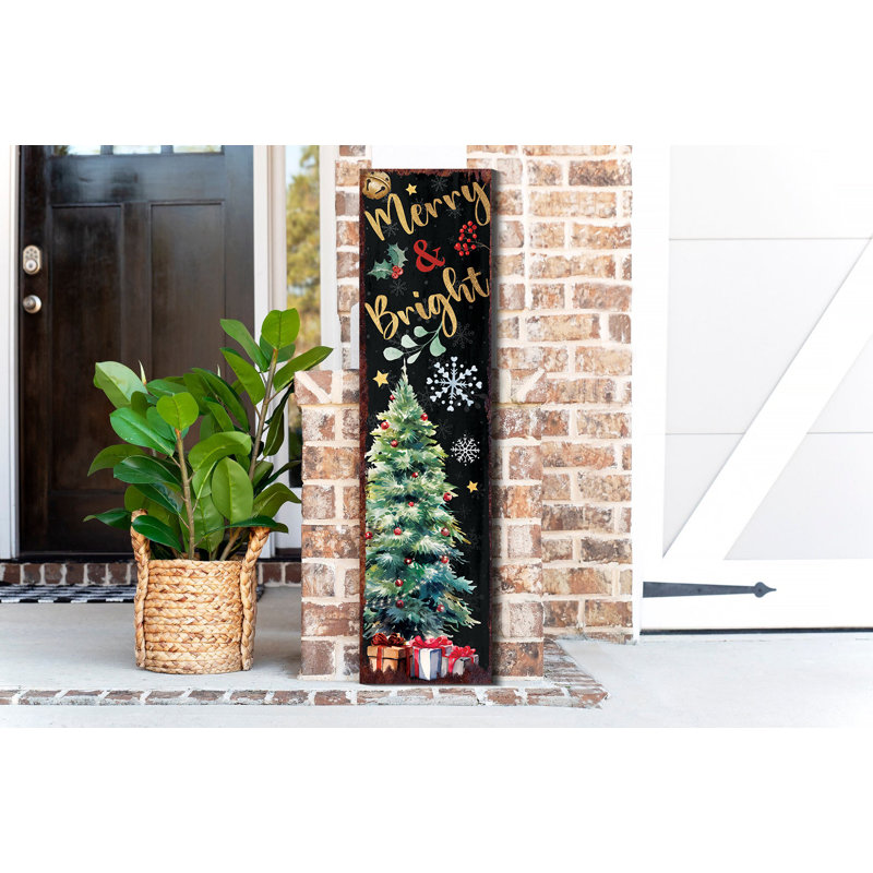 The Holiday Aisle® Merry and Bright Christmas Door Mural | Wayfair