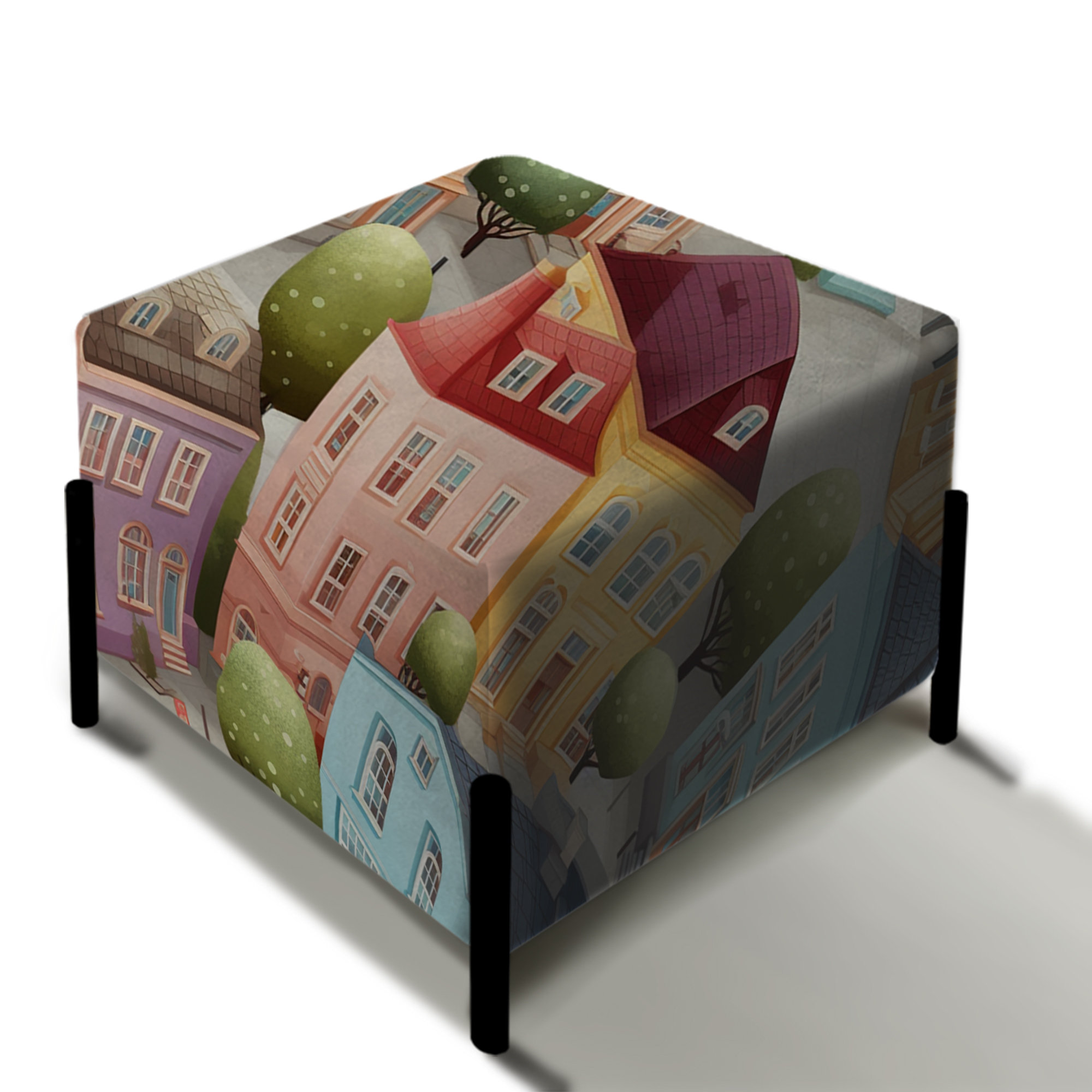 Design Art Soft Pastel Color Nordic Building Collage - Abstract Square ...