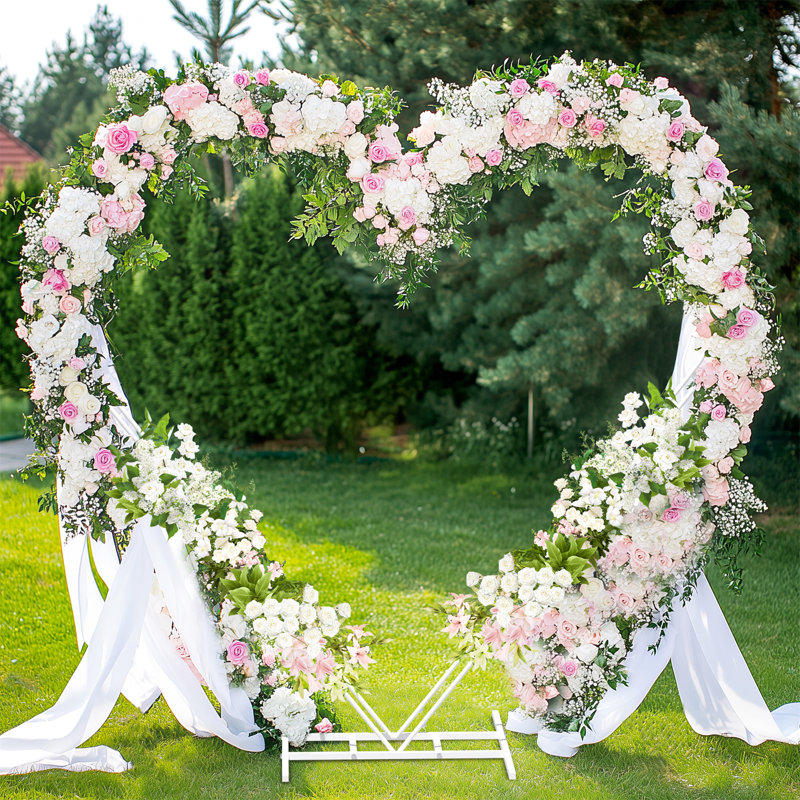 LUVODI 79" Tall Heart Shape Wedding White Metal Arches Backdrop Stand ...