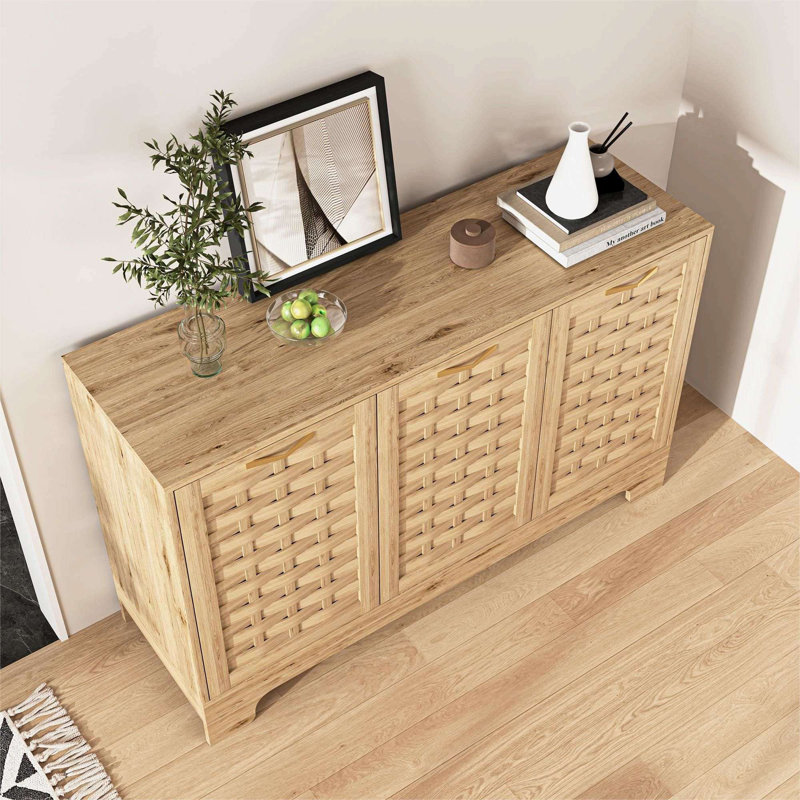 Wrought Studio™ Katriece Sideboard with Three Woven Rattan Doors and ...