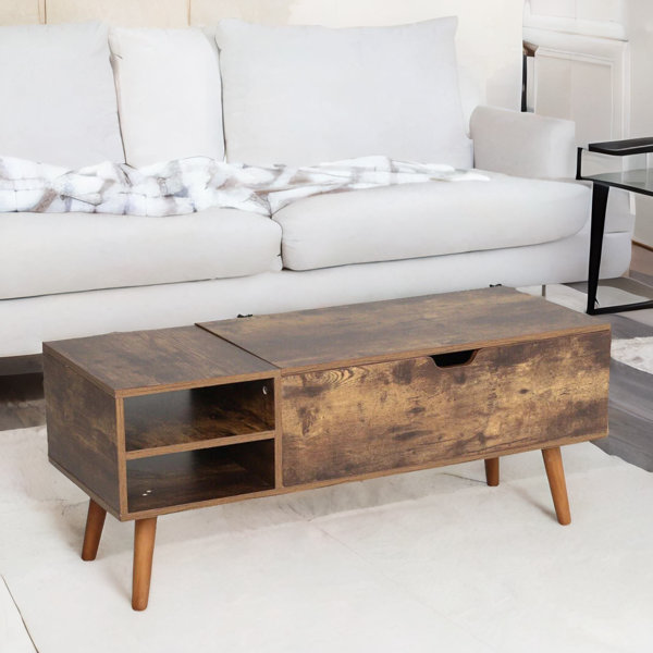 Mason Furniture Rustic Wooden Coffee Table with Storage Drawer and ...