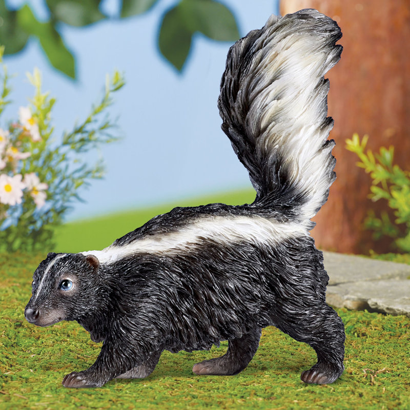 Arlmont & Co. Hand-Painted Realistic Skunk Outdoor Statue | Wayfair