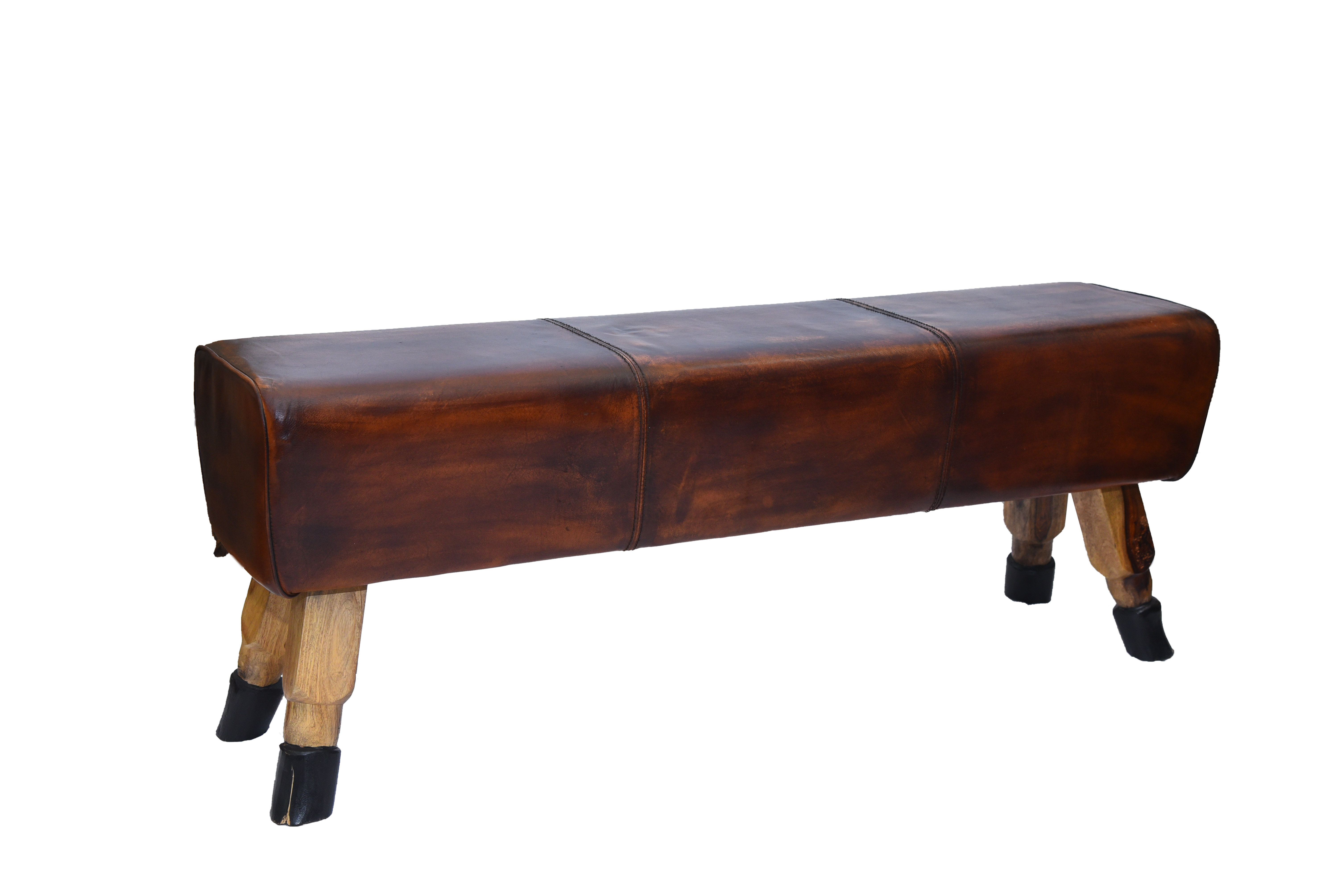 Designe Gallerie Solid Wood & Leather Horse Bench, 48x14x18 | Wayfair
