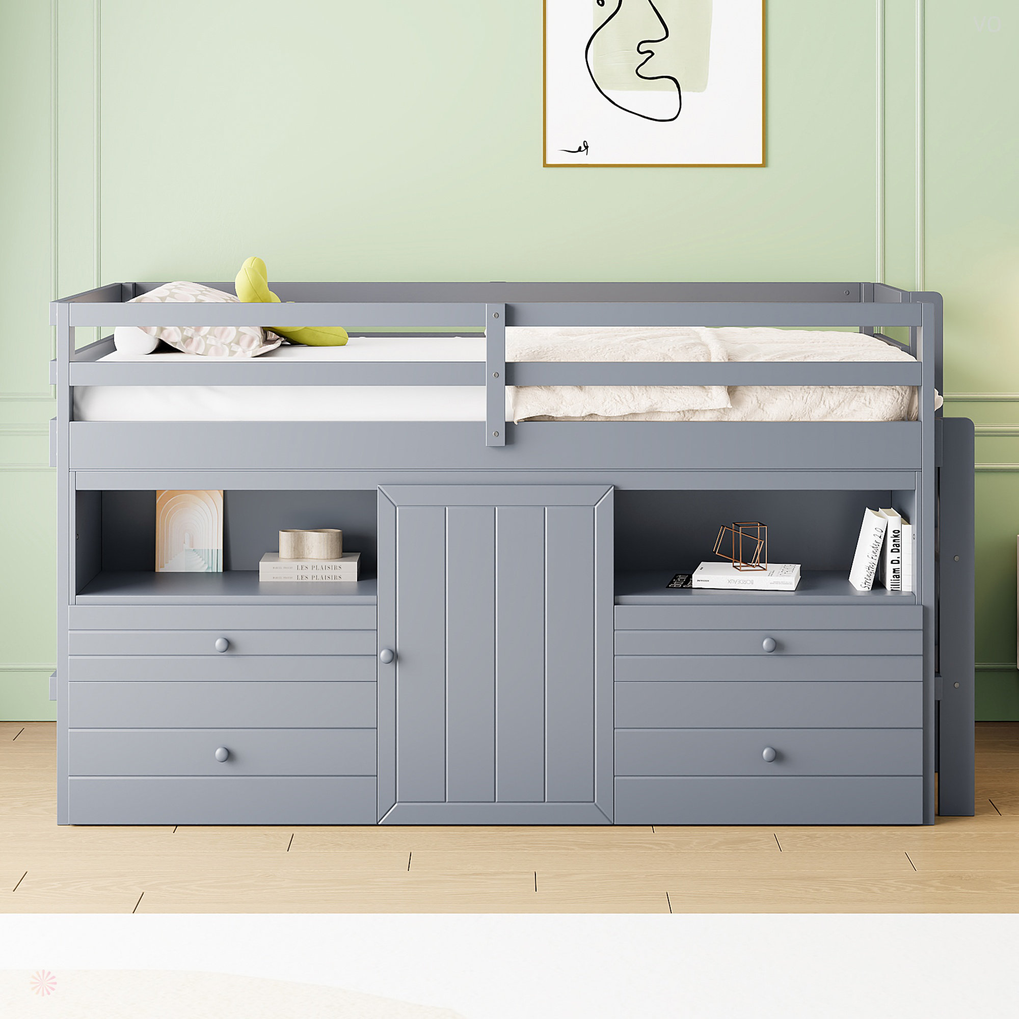 Red Barrel Studio® Loft Bed With 4 Drawers, Underneath Cabinet And ...