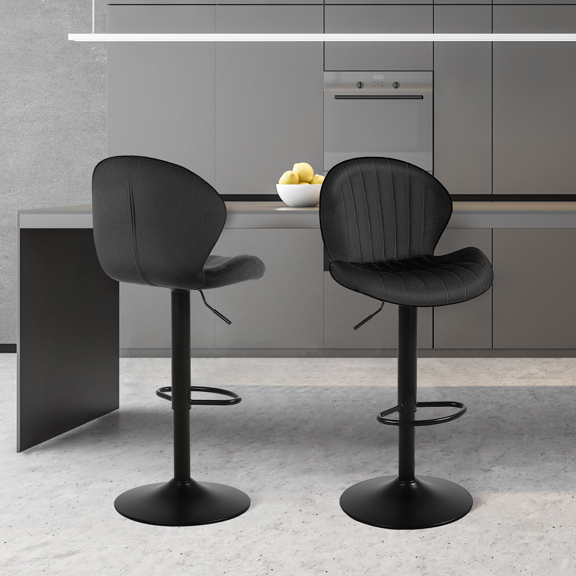 Mercer41 Lucah Swivel Adjustable Height Velvet Bar Stool with Shell ...