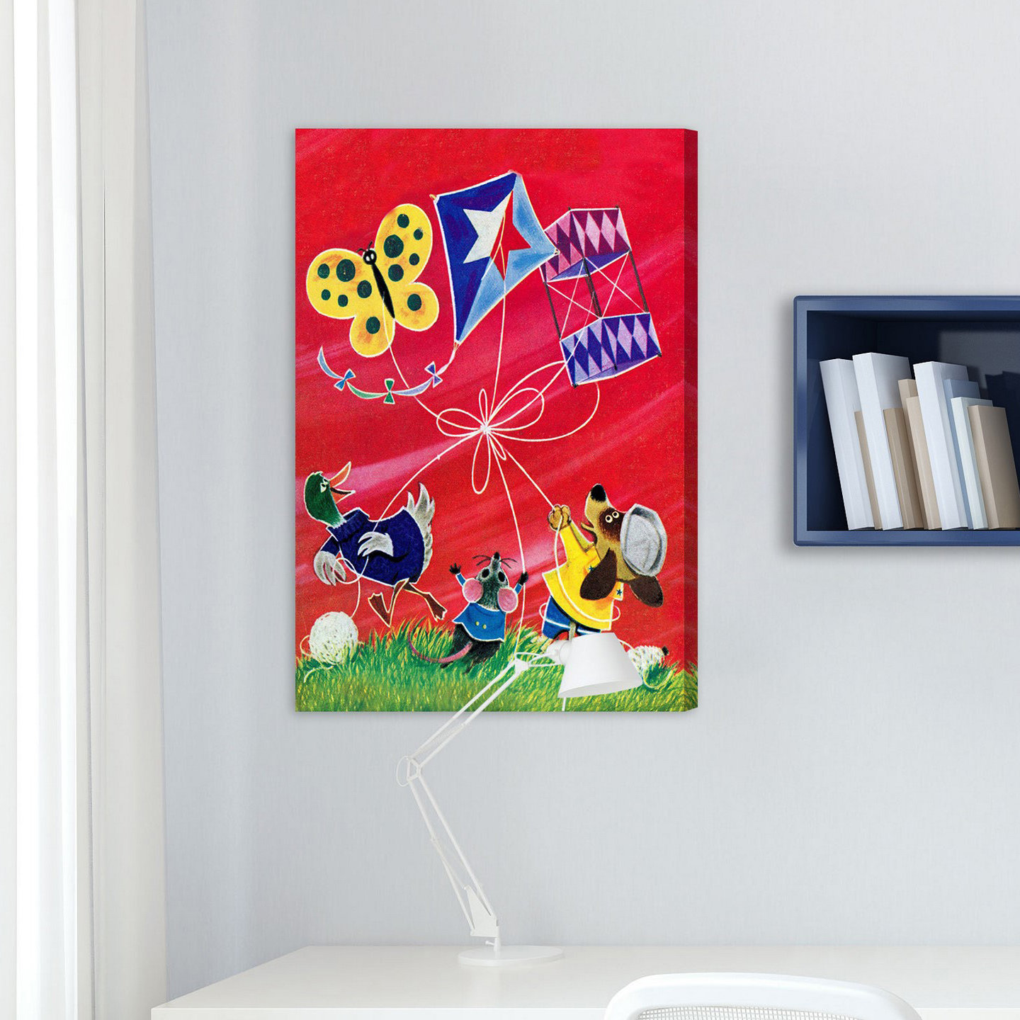 Zoomie Kids Zoomie Animals 'Flying a Kite' Print on Wrapped Canvas ...