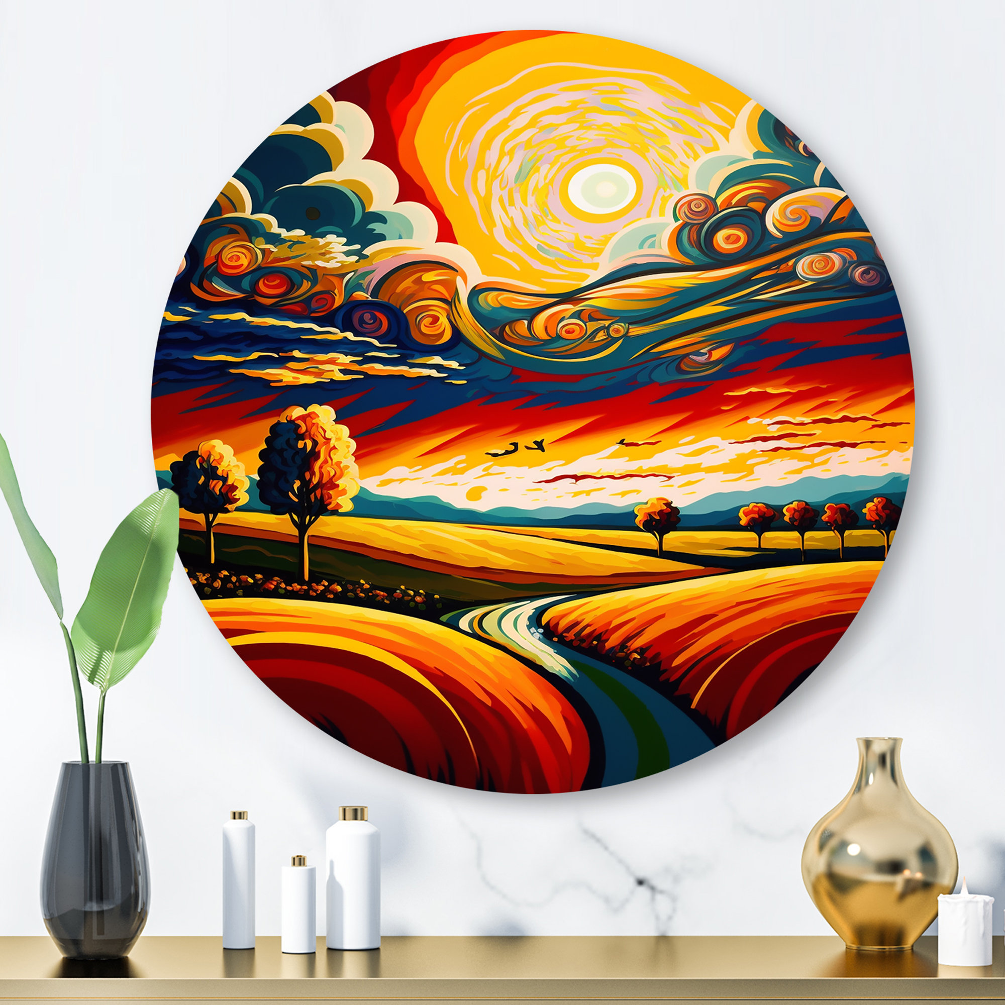 Red Barrel Studio Jilliam Radiating Sun Over The Plains I - Landscape ...