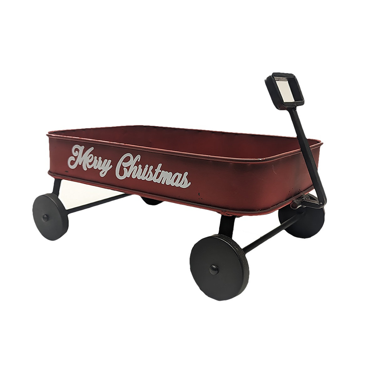 The Holiday Aisle® Metal Red Merry Christmas Mini Kids Wagon Rolling ...