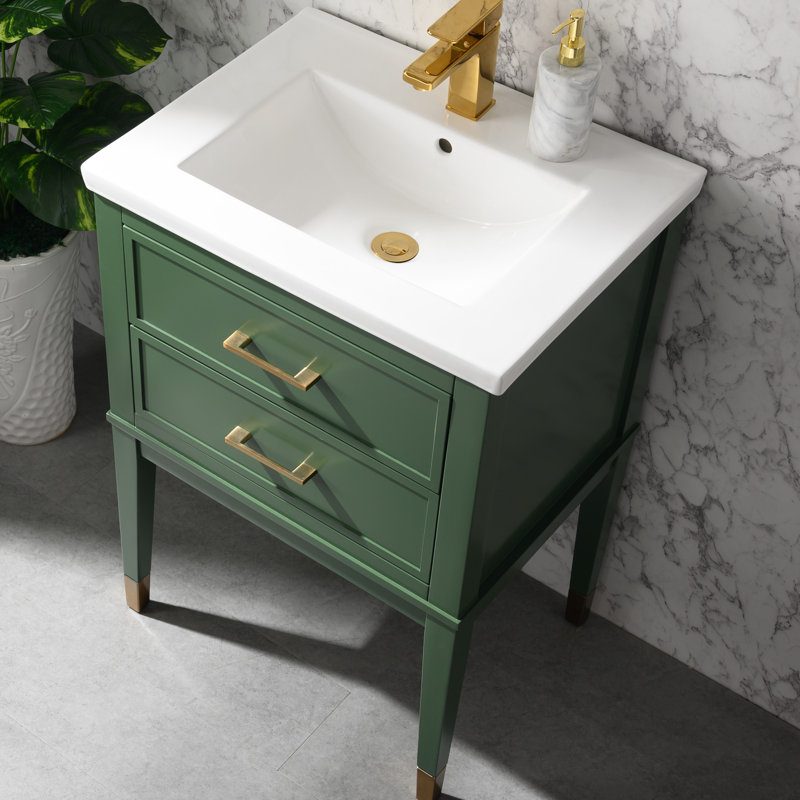 Everly Quinn Deon 24'' Single Bathroom Vanity with Ceramic Top ...