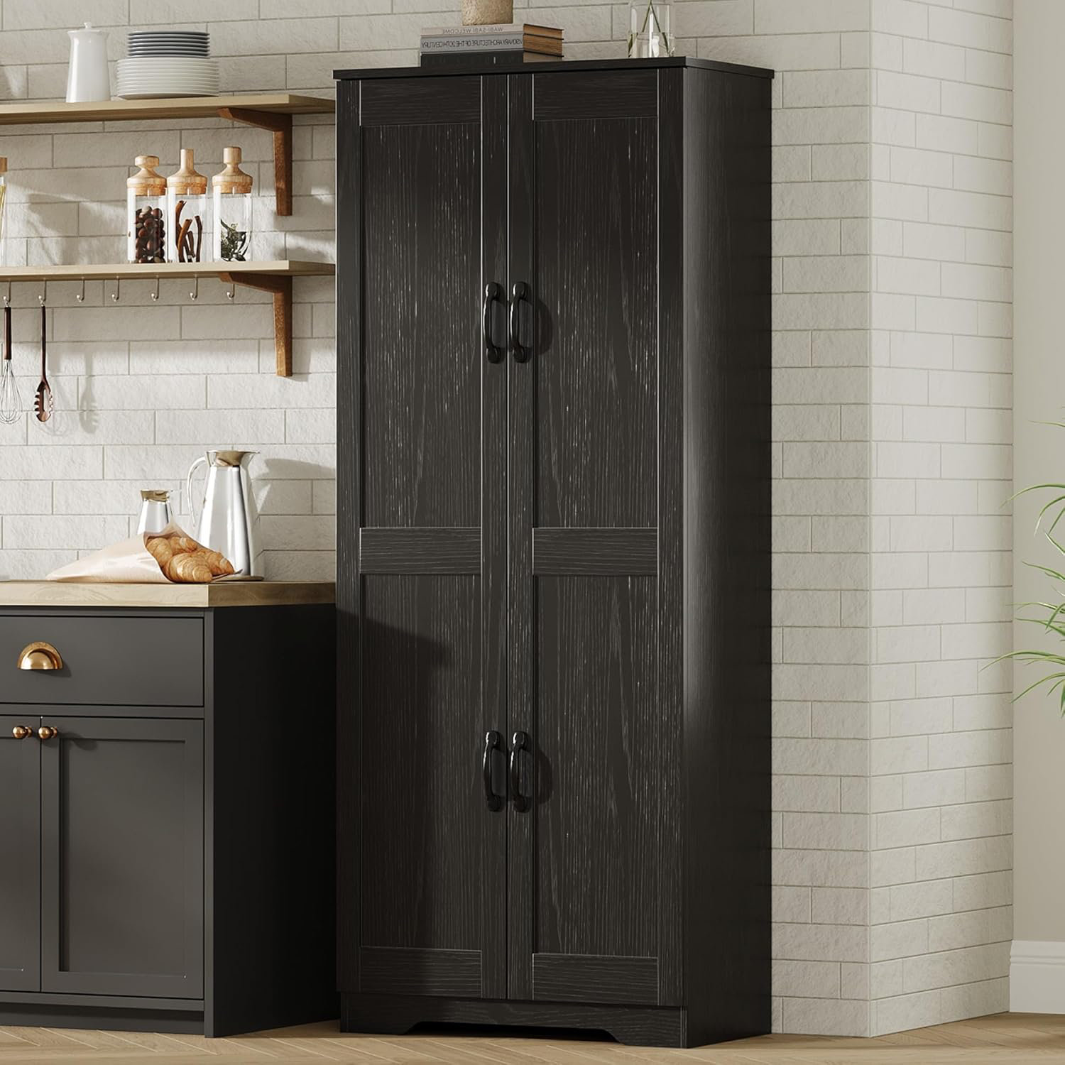 Winston Porter Junito 60“ Kitchen Pantry Cabinet, Freestanding Pantry ...