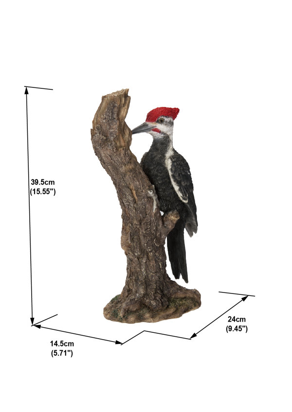 Hi-Line Gift Ltd. Pileated Woodpecker on A Tree Trunk Garden Statue ...
